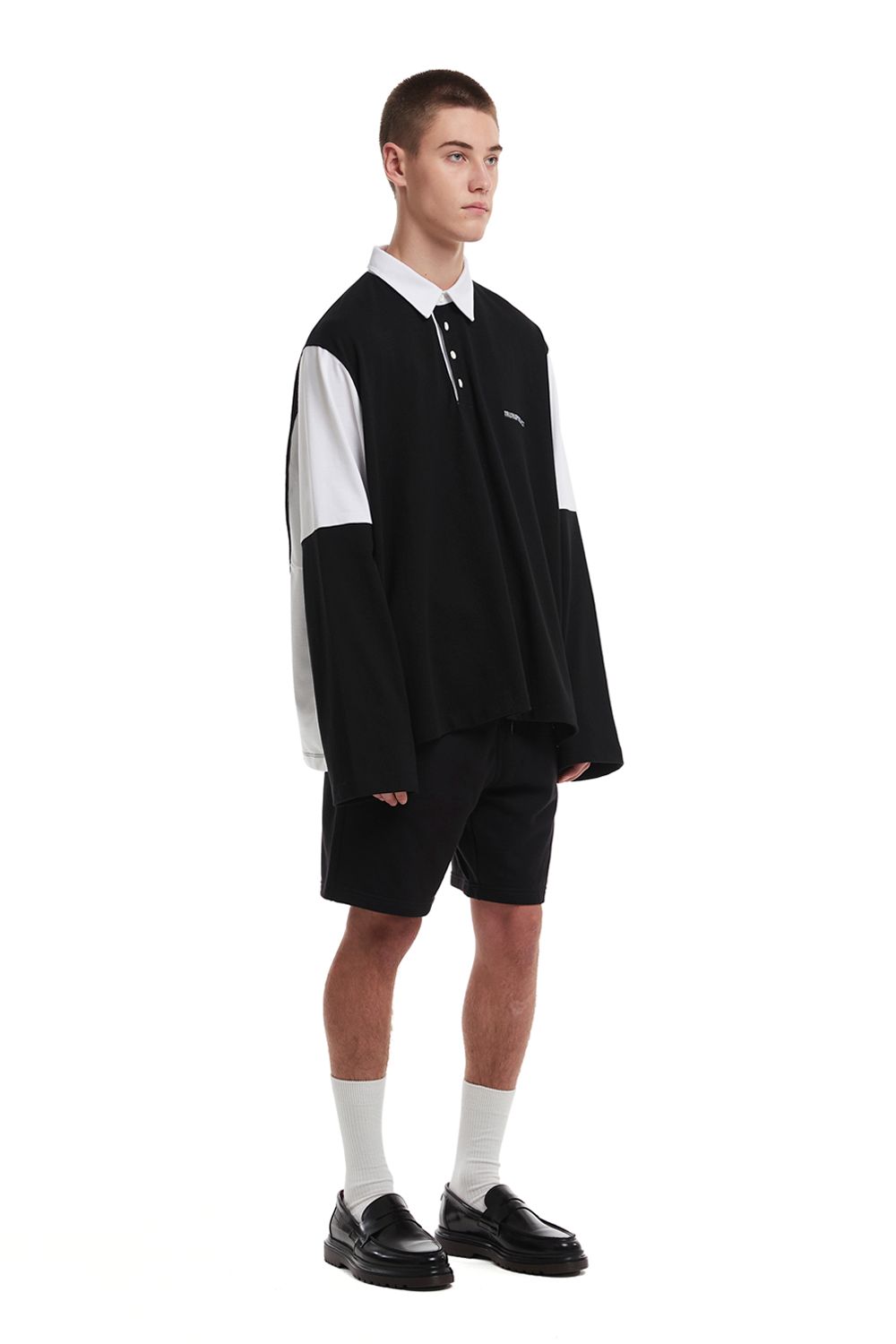 MUSINSA | TRUNK PROJECT Paneled Polo Shirt_Black