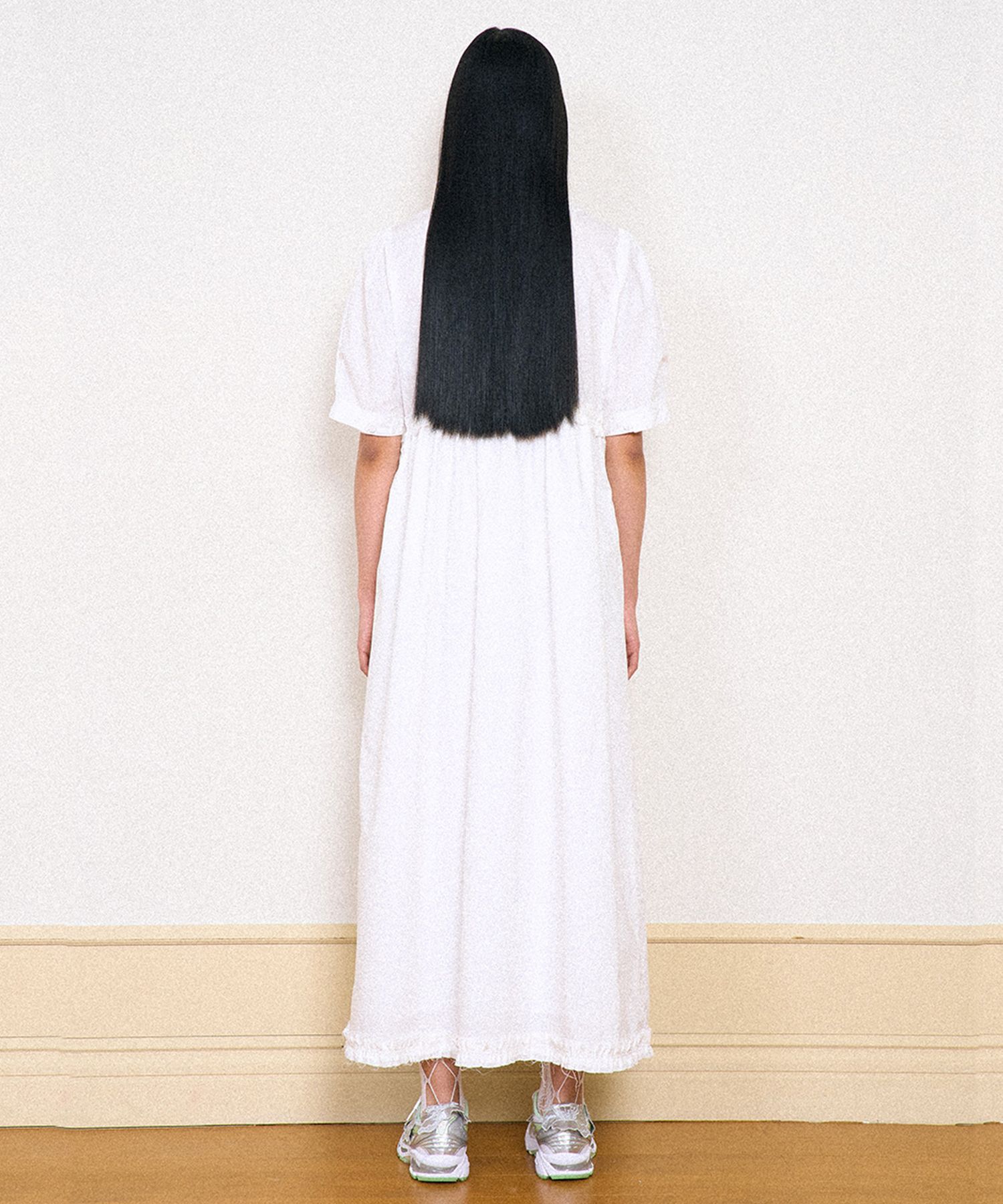 MUSINSA公式 | PARTIMENTO WOMEN Puff Sleeve Maxi Dress_White