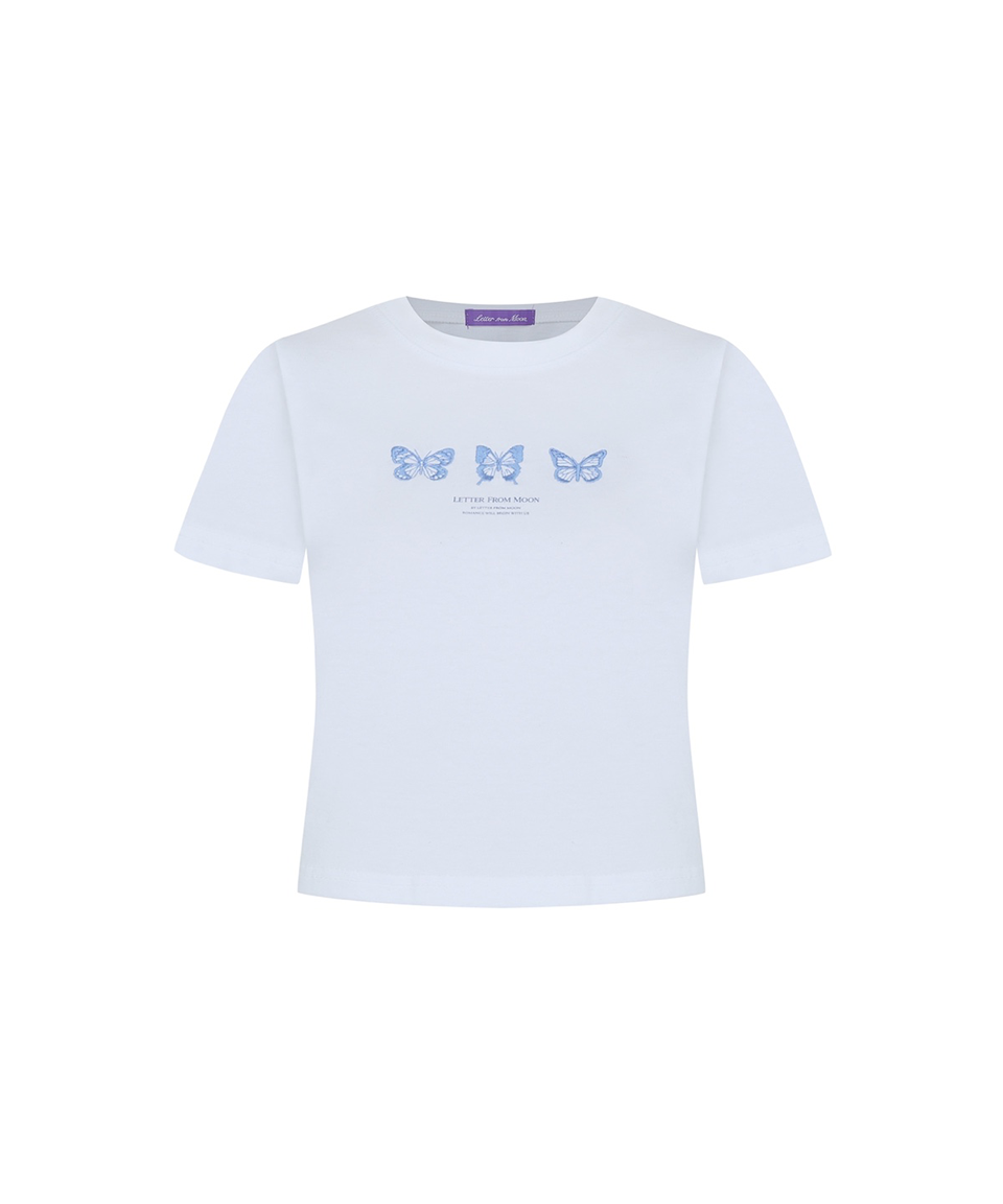 MUSINSA | LETTER FROM MOON Triple Butterfly Embroidered Short Sleeve T ...