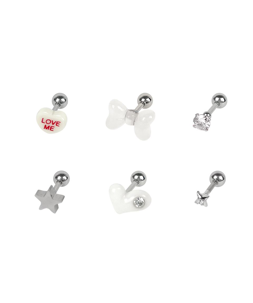 MUSINSA公式 | VVV [SET] Ribbon heart cubic piercing