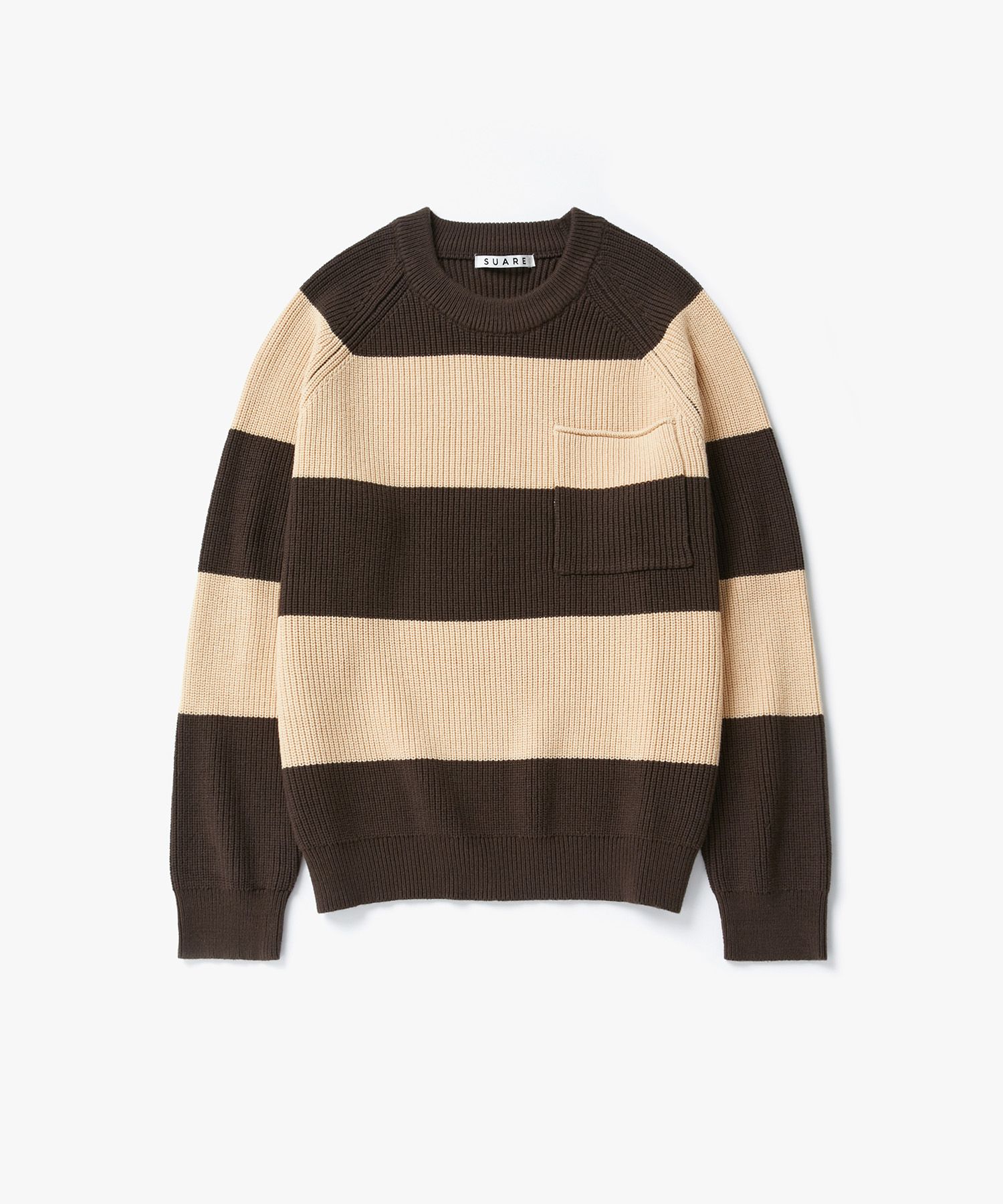 MUSINSA | SUARE STRIPE WASHABLE COTTON ROUND KNIT - 4 COLOR