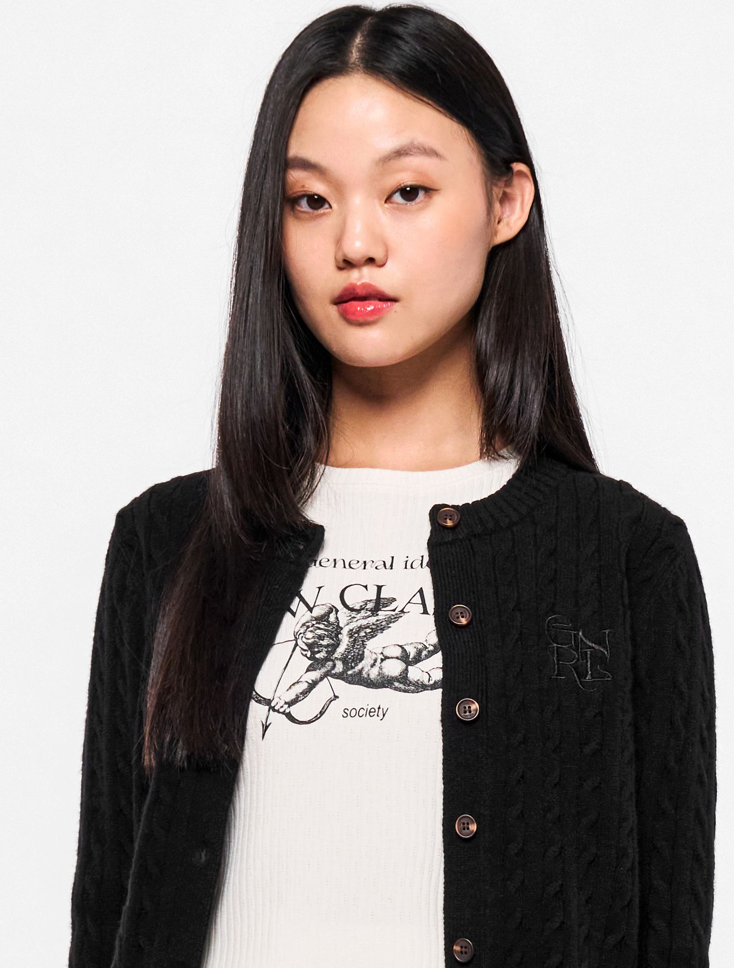 MUSINSA | GENERAL IDEA GNRL Cable Cardigan [BLACK] / WBC3L04501