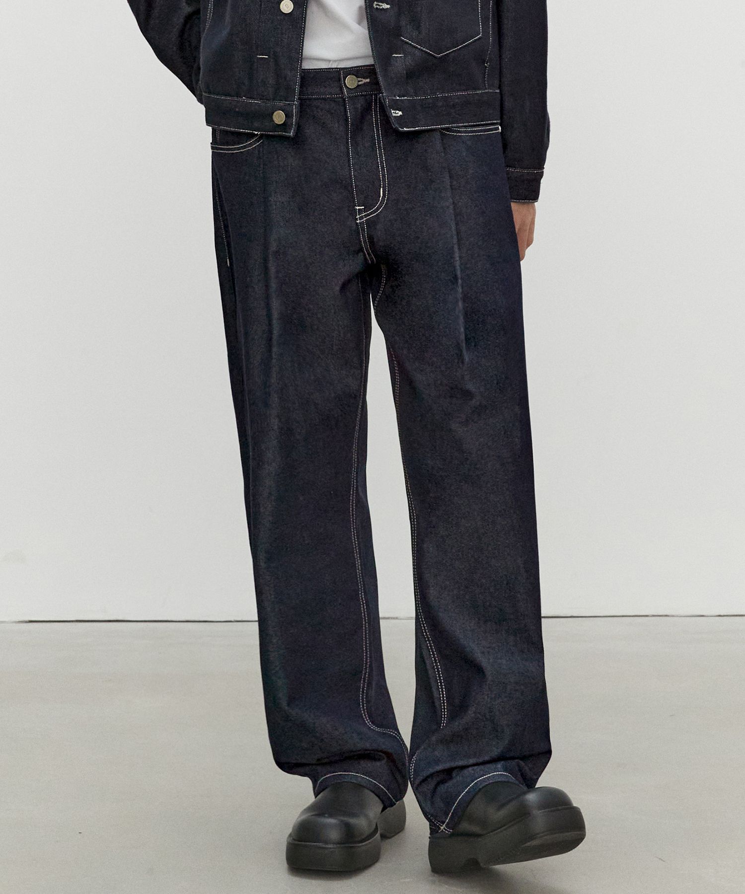 MUSINSA公式 | DECET Deep Pleats Wide Jeans DCPT030CPIndigo