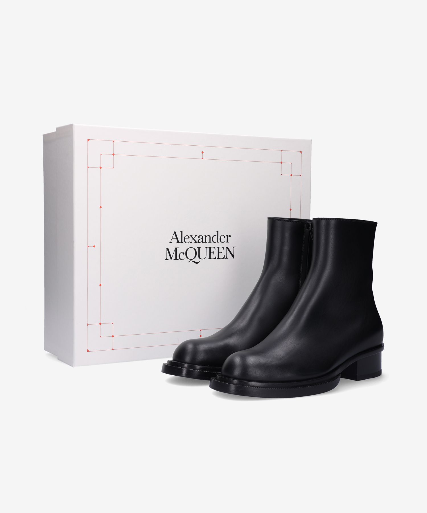 MUSINSA | ALEXANDER McQUEEN Cuban Stack Ankle Boots - Black ...