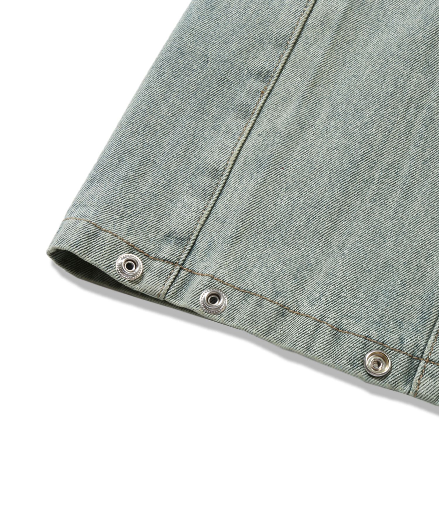 MUSINSA | TRILLION Side Tuck Snap Button Wide Denim Pants (BEIGE BLUE)