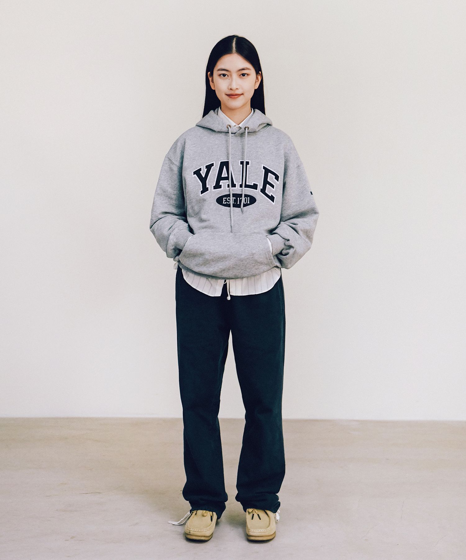 MUSINSA | YALE Two-tone arch hood_gray