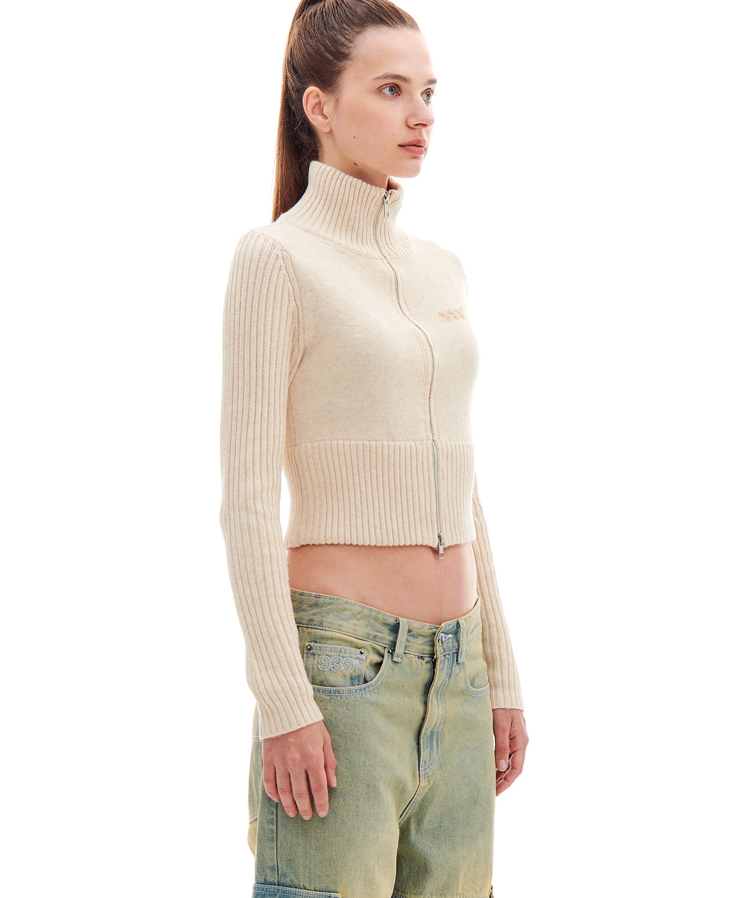 MUSINSA | ARCHIVE BOLD KNIT ZIP-UP CARDIGAN (IVORY)