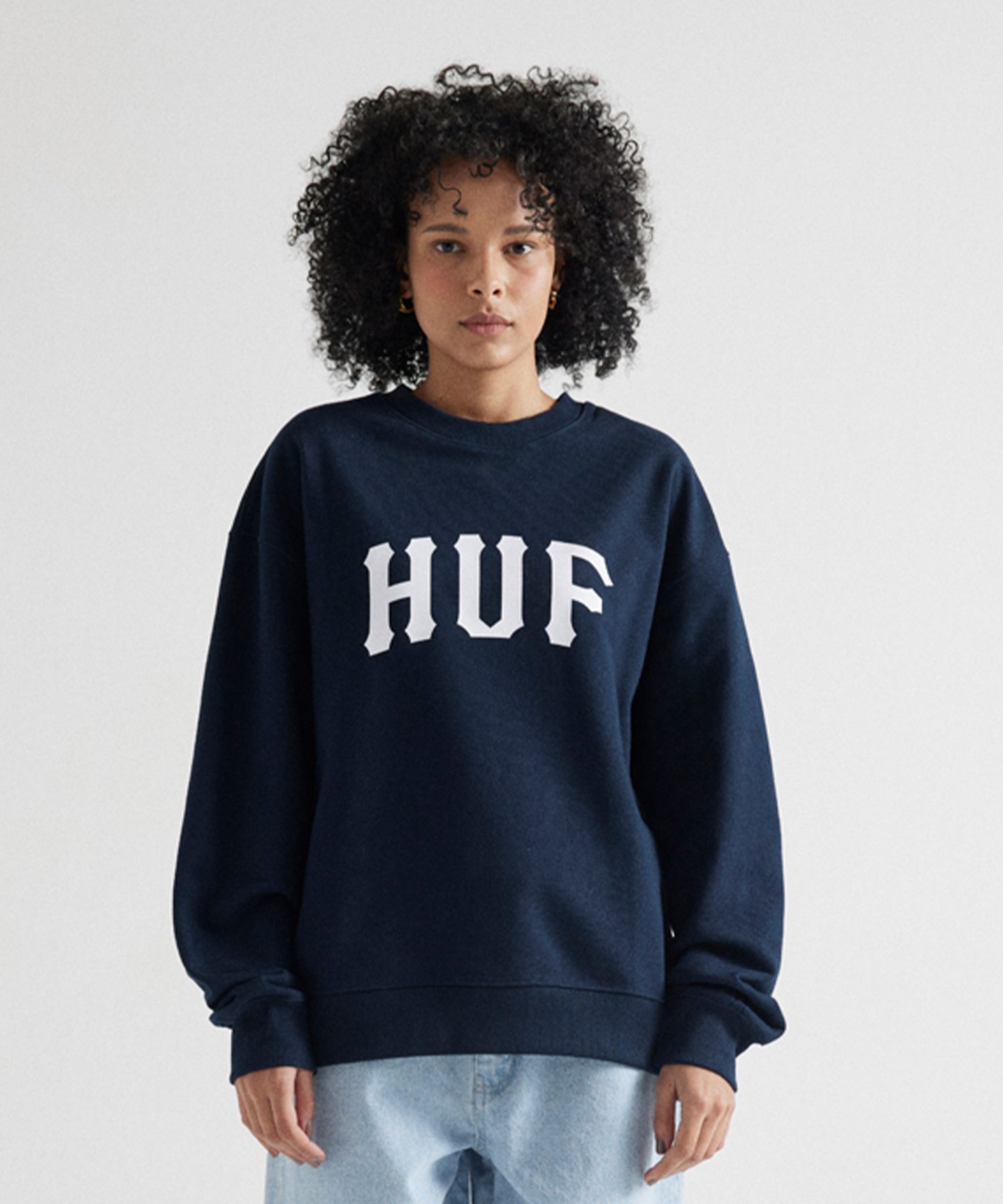 MUSINSA公式 | HUF ARCH LOGO CREWNECK [NAVY]