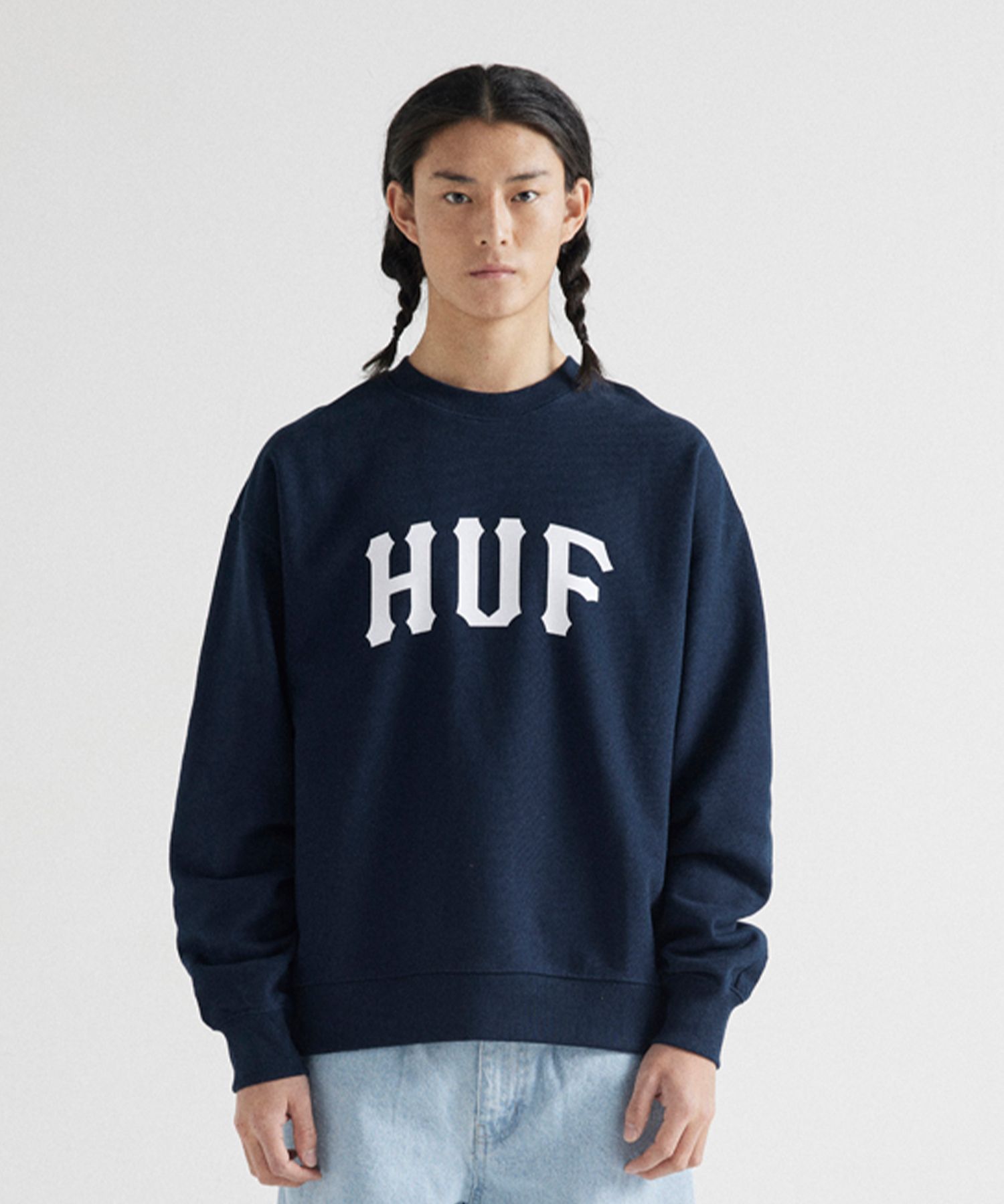 MUSINSA公式 | HUF ARCH LOGO CREWNECK [NAVY]