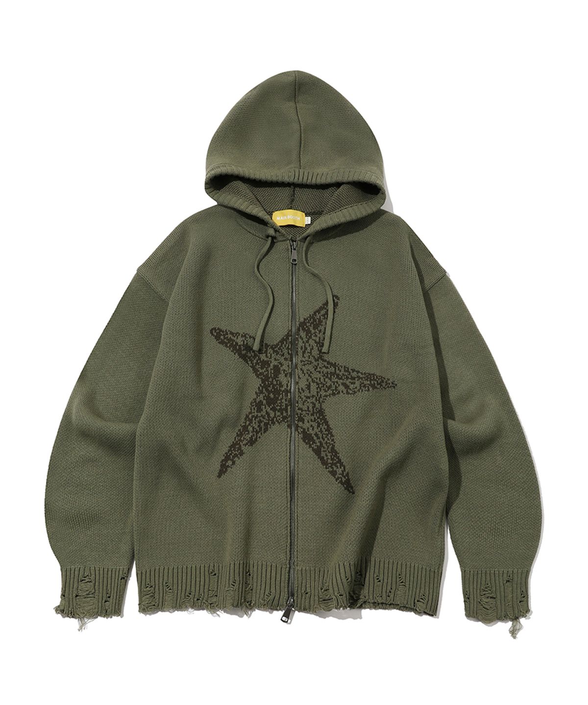 메인부스(MAINBOOTH) Starfish Hood Zip-up Sweater(KHAKI) - 사이즈 & 후기 | 무신사