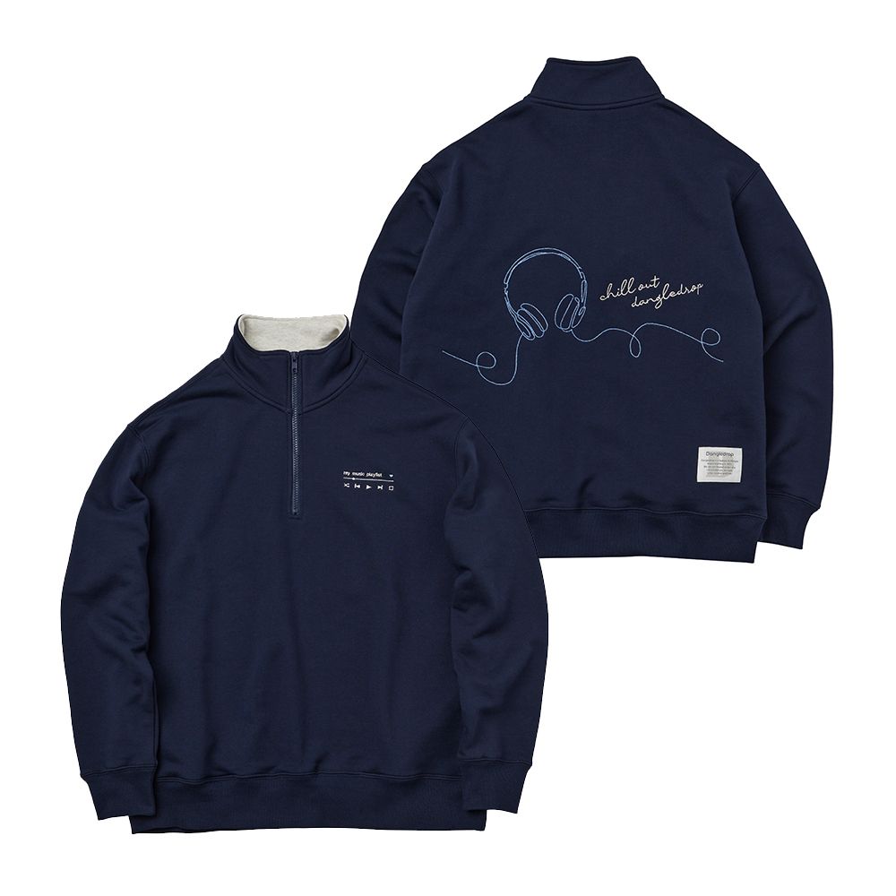 MUSINSA | DANGLEDROP Music On Half Zip Up Navy