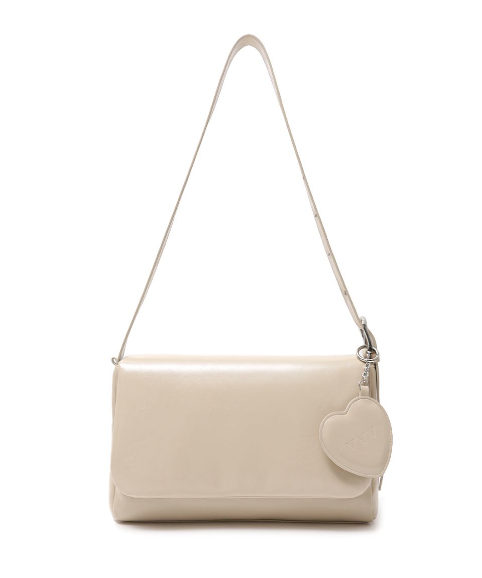 MUSINSA公式 | VVV Heart mirror padded shoulder cross bag _ beige