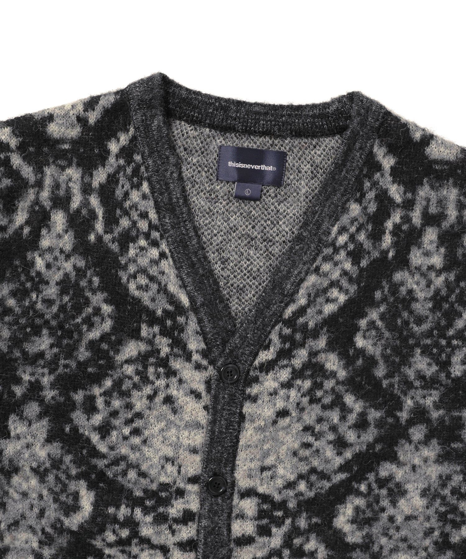 MUSINSA | thisisneverthat® Python Jacquard Knit Cardigan Black