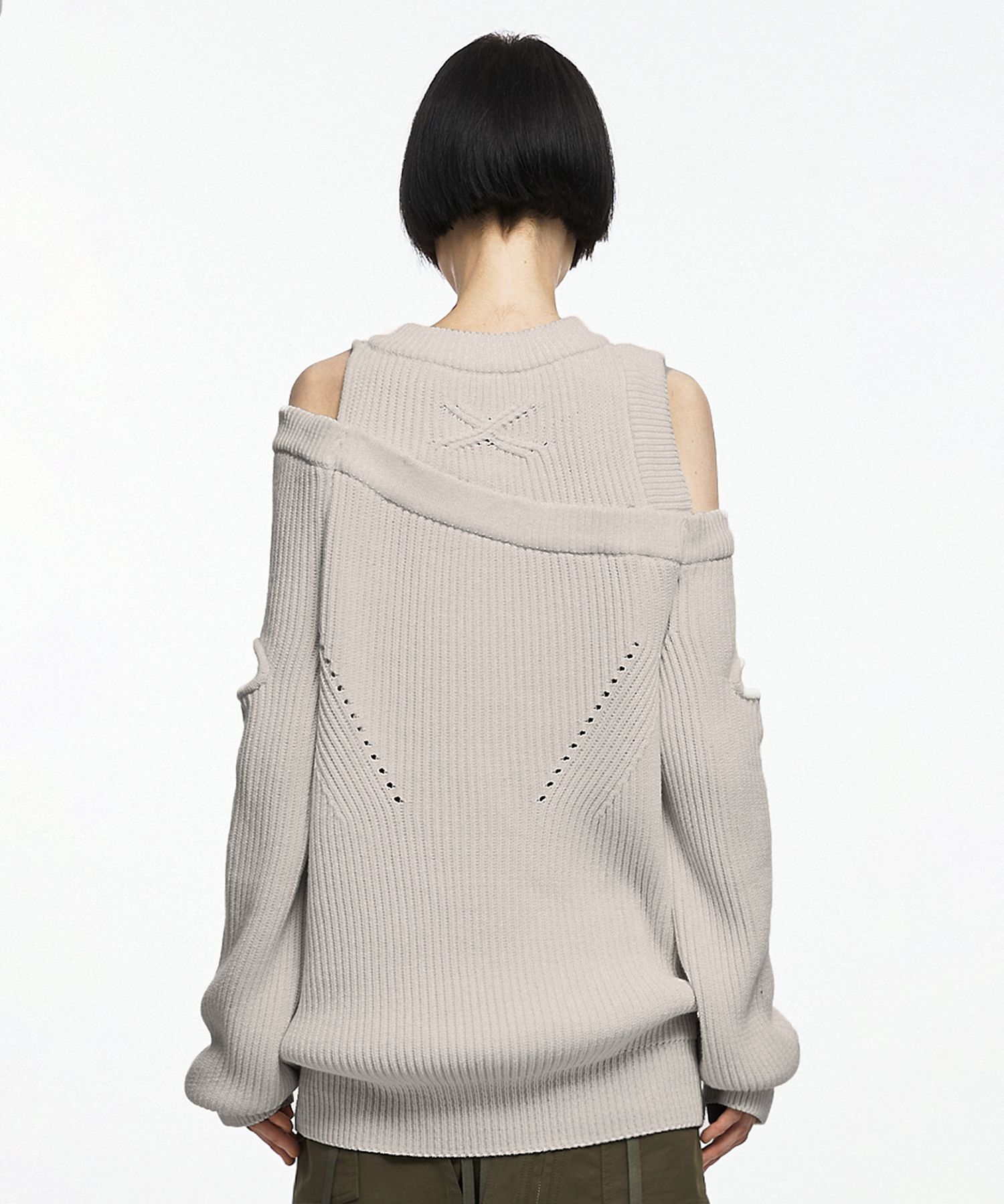 MUSINSA公式 | NACHE ASYMMETRIC LAYERED KNIT (UNISEX) CHARCOAL