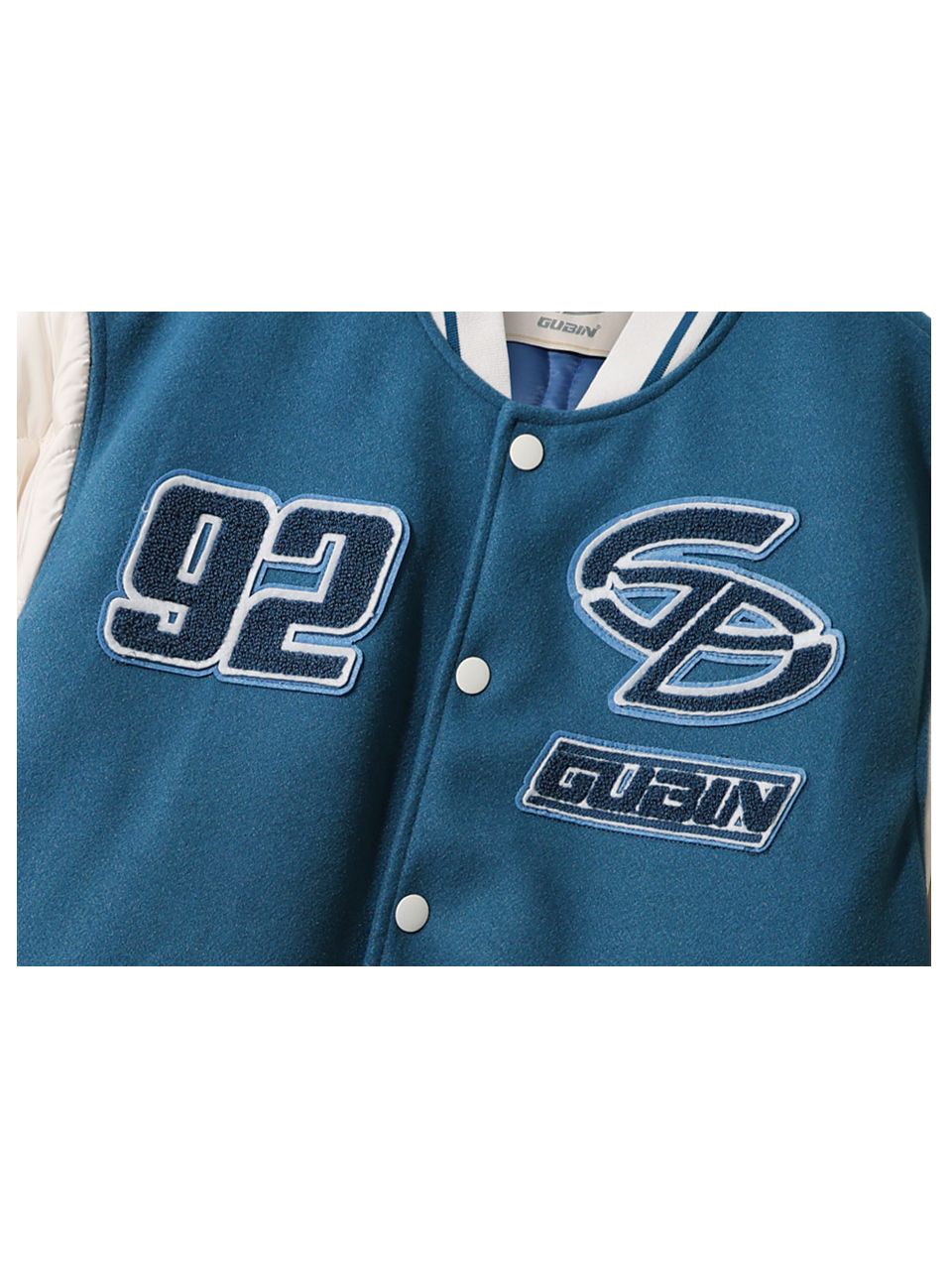 MUSINSA | GUBIN Quilted Point Varsity Jacket - Blue