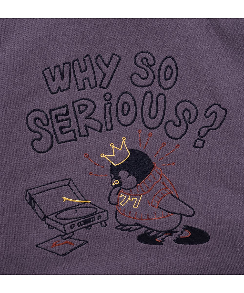 MUSINSA | GAKKAI UNIONS Serious Penguin Embroidered Hoodie Purple