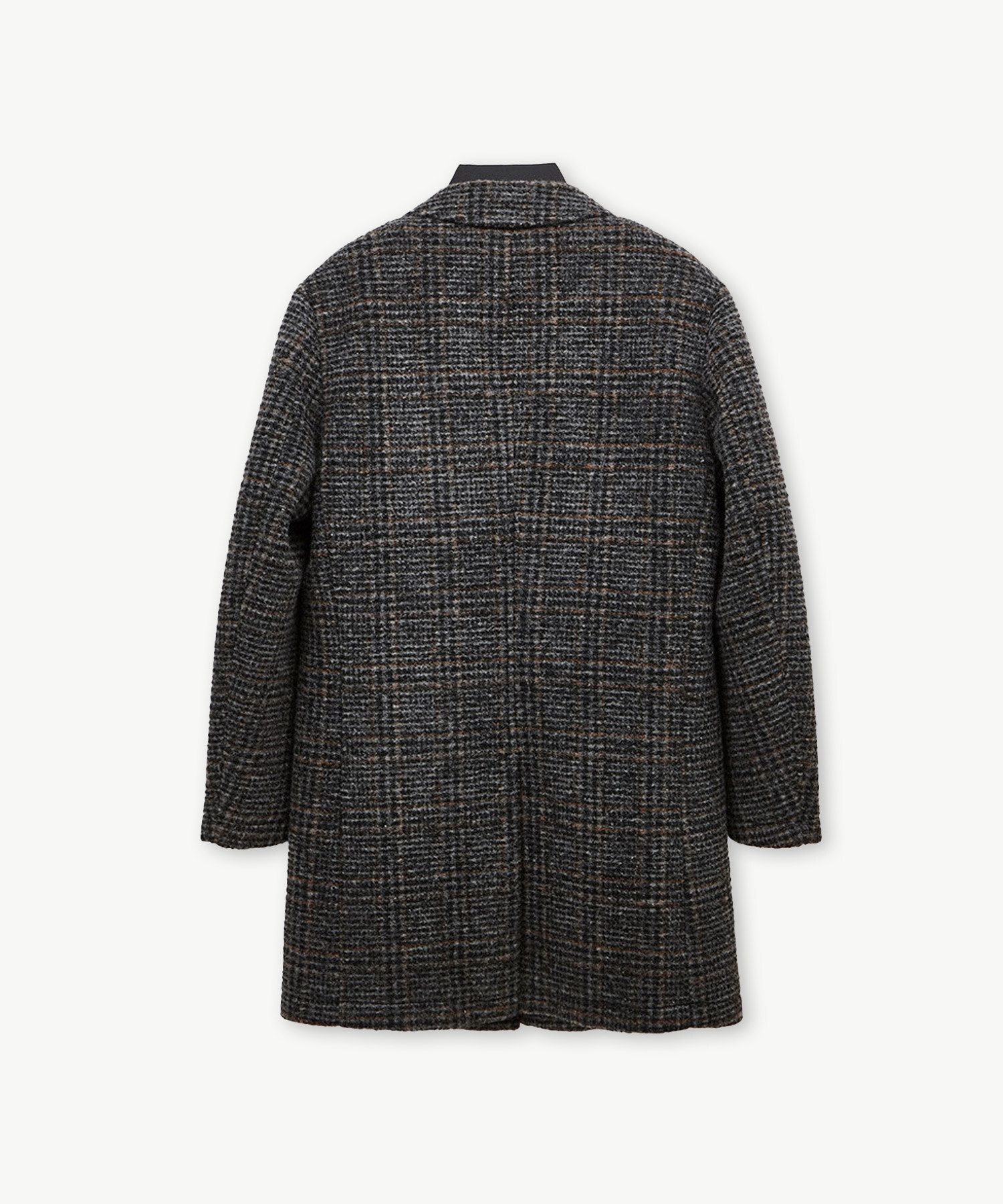 MUSINSA | STCO Gray panel wool jersey check coat