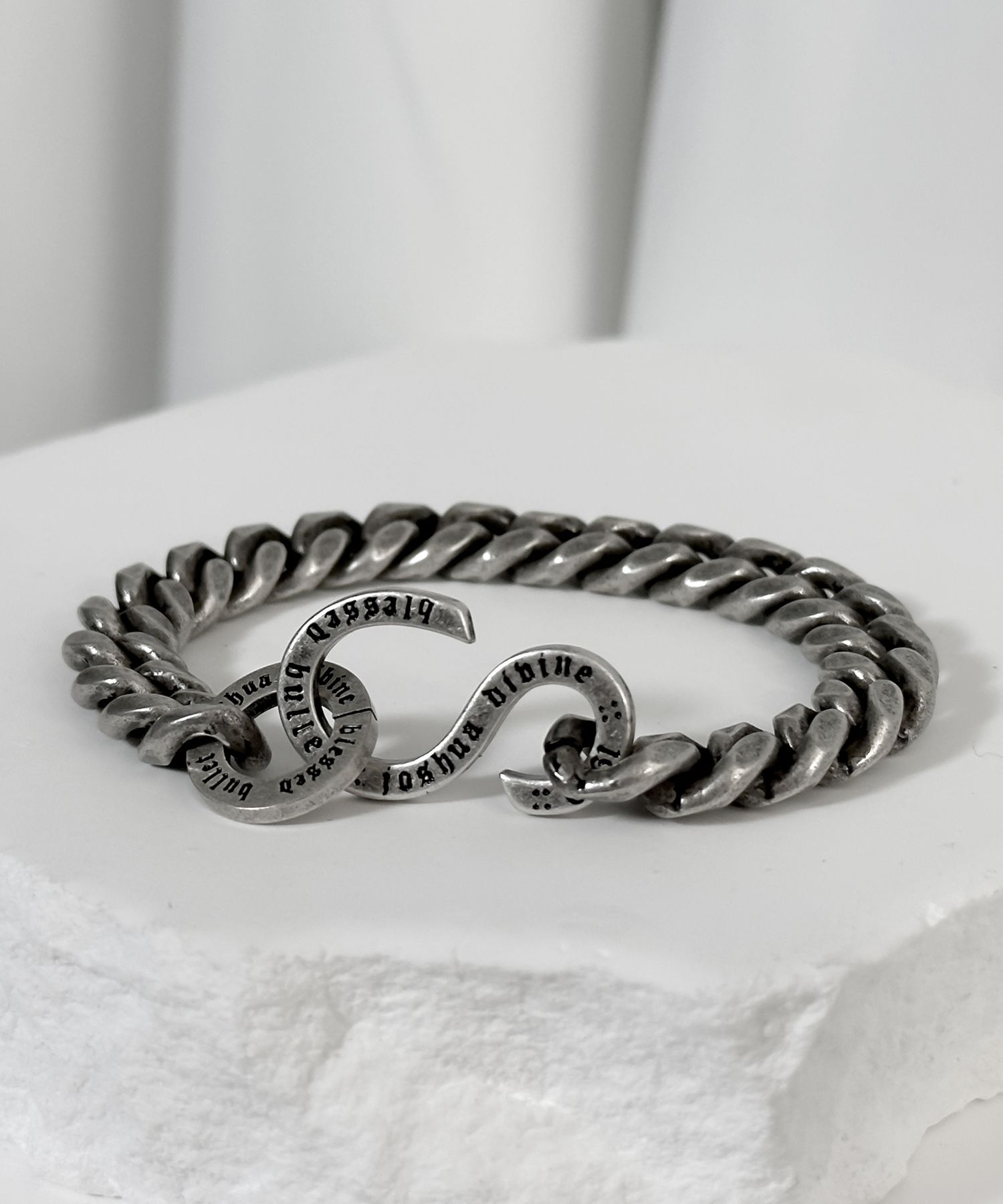 MUSINSA | BLESSED BULLET 10mm hook classic chain bracelet-dark silver