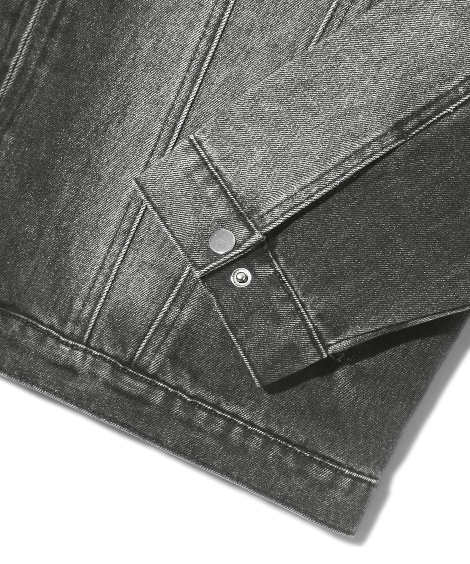 MUSINSA | TRILLION Fade Washing Biker Denim Jacket (LIGHT GRAY)