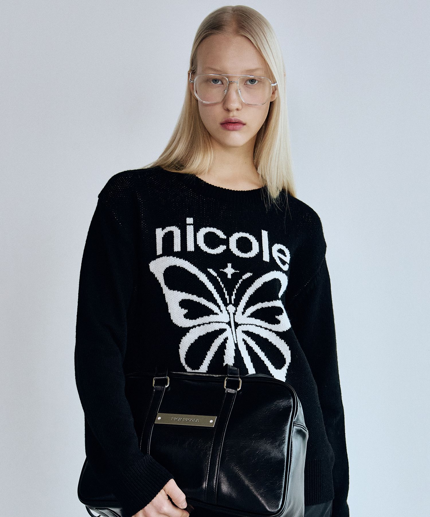 MUSINSA | NICK&NICOLE CASHMERE BUTTERFLY BOLD STAR PULLOVER_BLACK