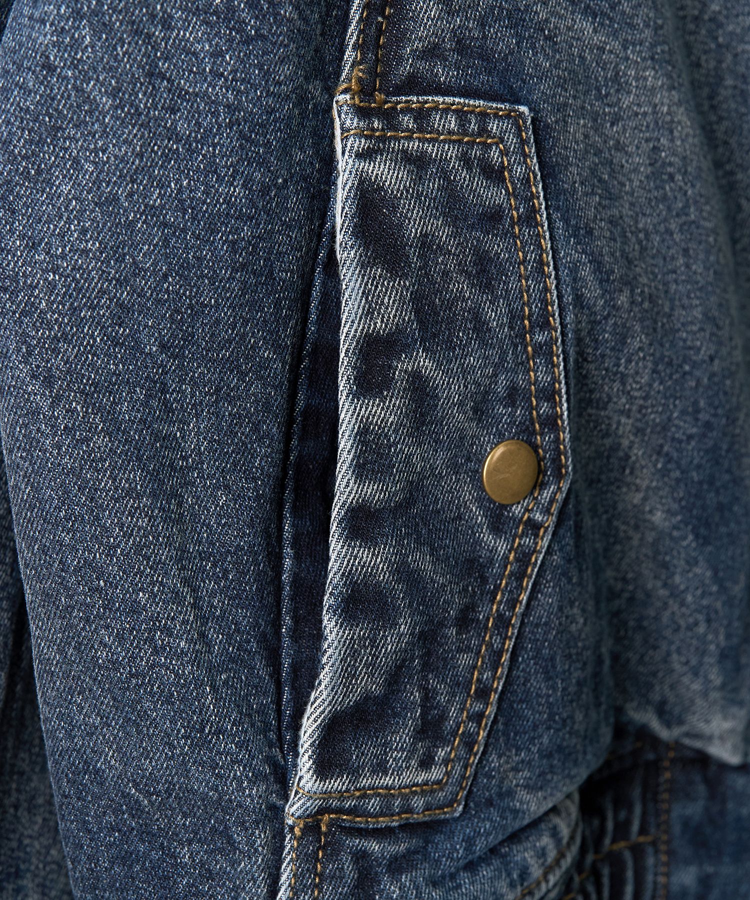 MUSINSA公式 | TOFFEE Vintage snap denim blouson jacket (WASHED INDIGO)