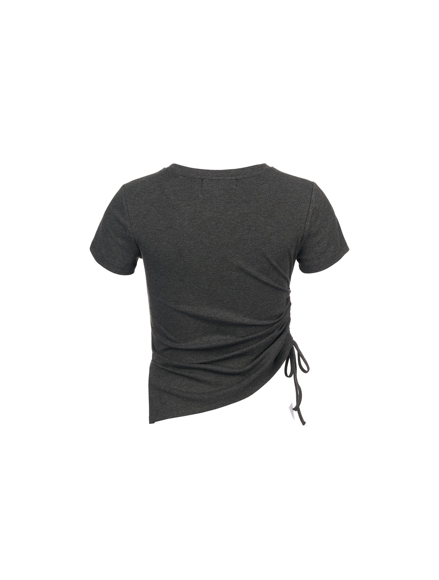 MUSINSA | GENERAL IDEA Shirring short sleeve t-shirt [CHARCOAL] / WBD1L01509