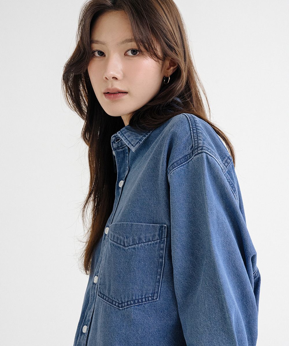 MUSINSA | LEMAIN SECOND [2PACK] City Boy Overfit Washed Denim Shirt - LIGHT BLUE/MEDIUM BLUE