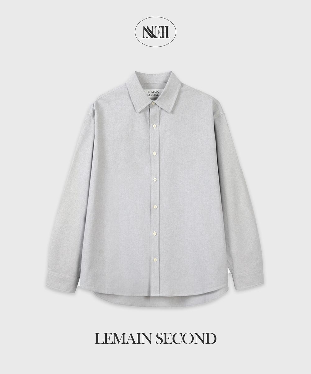 MUSINSA | LEMAIN SECOND [2PACK] City Boy Overfit Oxford Shirt - GRAY/WHITE