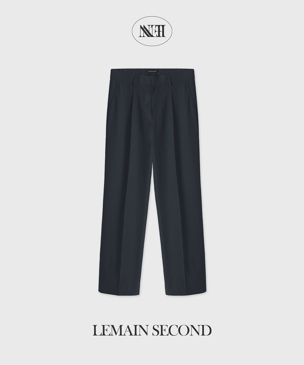 MUSINSA | LEMAIN SECOND [2PACK] One-tuck semi-wide hidden banding slacks - LIGHT GRAY/CHARCOAL