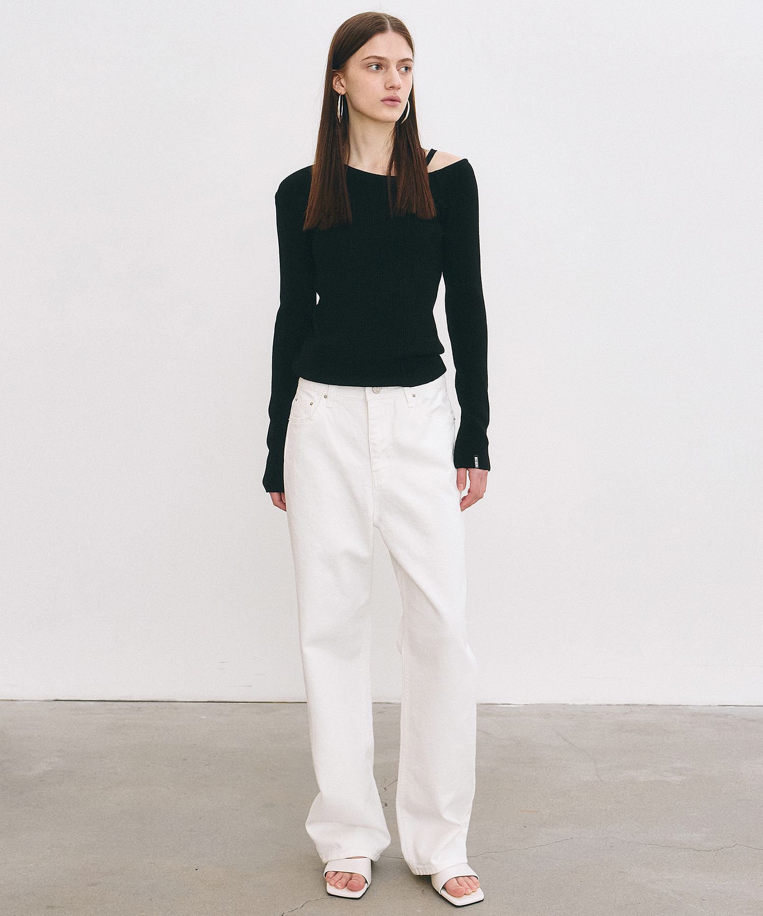 MUSINSA | NICK&NICOLE SHOULDER STRAP NICOLE LABEL KNIT_BLACK