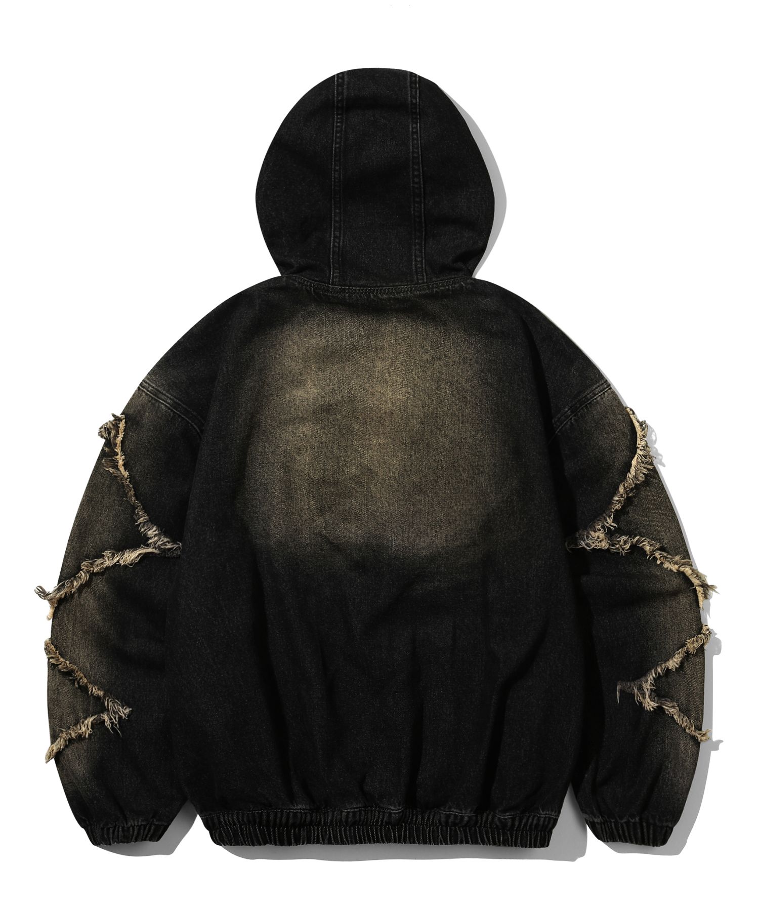 MUSINSA | TRILLION Star Applique Damage Washing Denim Jacket (YELLOW BLACK)