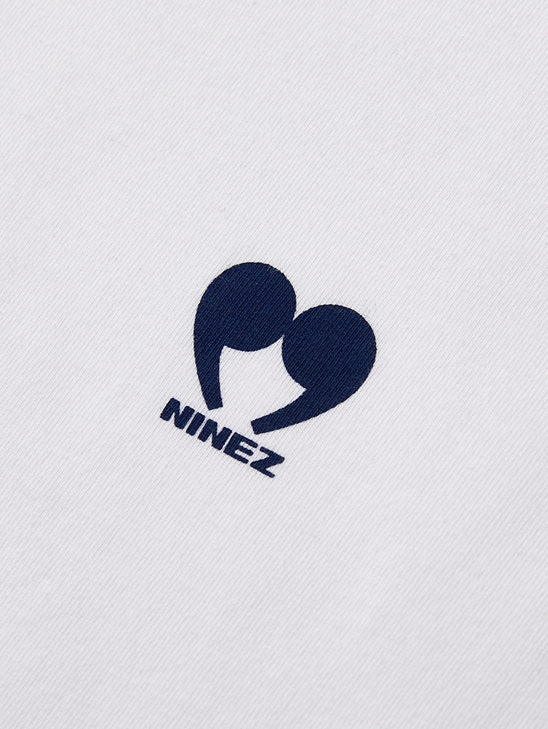 MUSINSA | NINEZ Heart comma Oversized fit short-sleeved T-shirt (white ...