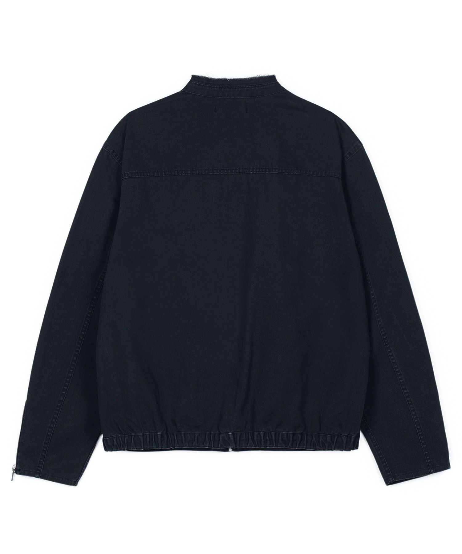 MUSINSA | GUVO Vintage rough neck zip-up, black