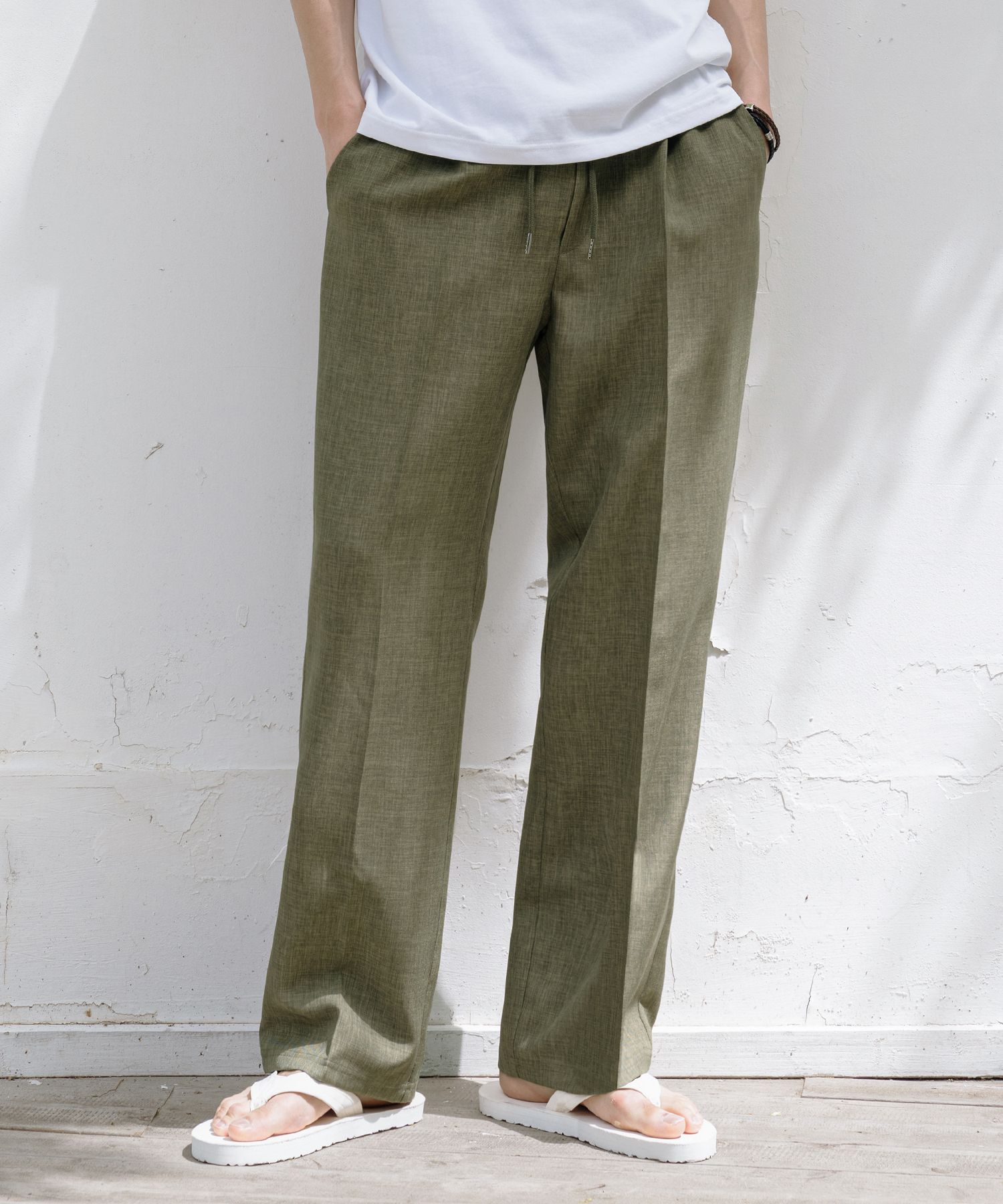 MUSINSA | LEMAIN SECOND Linen Like One Tuck Semi Wide Banded Waist ...