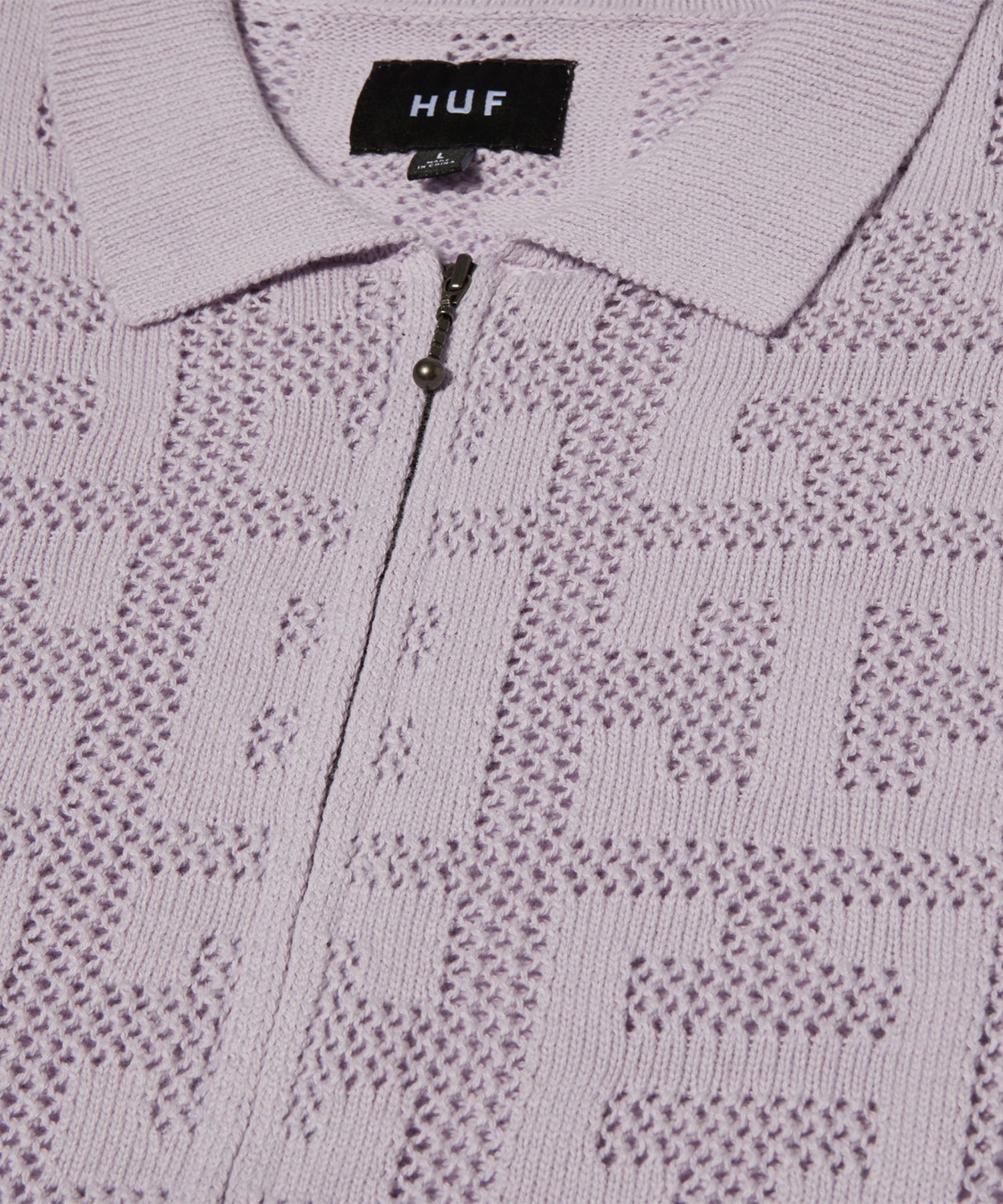 MUSINSA | HUF MONOGRAM JACQUARD ZIP SWEATER [LAVENDER]