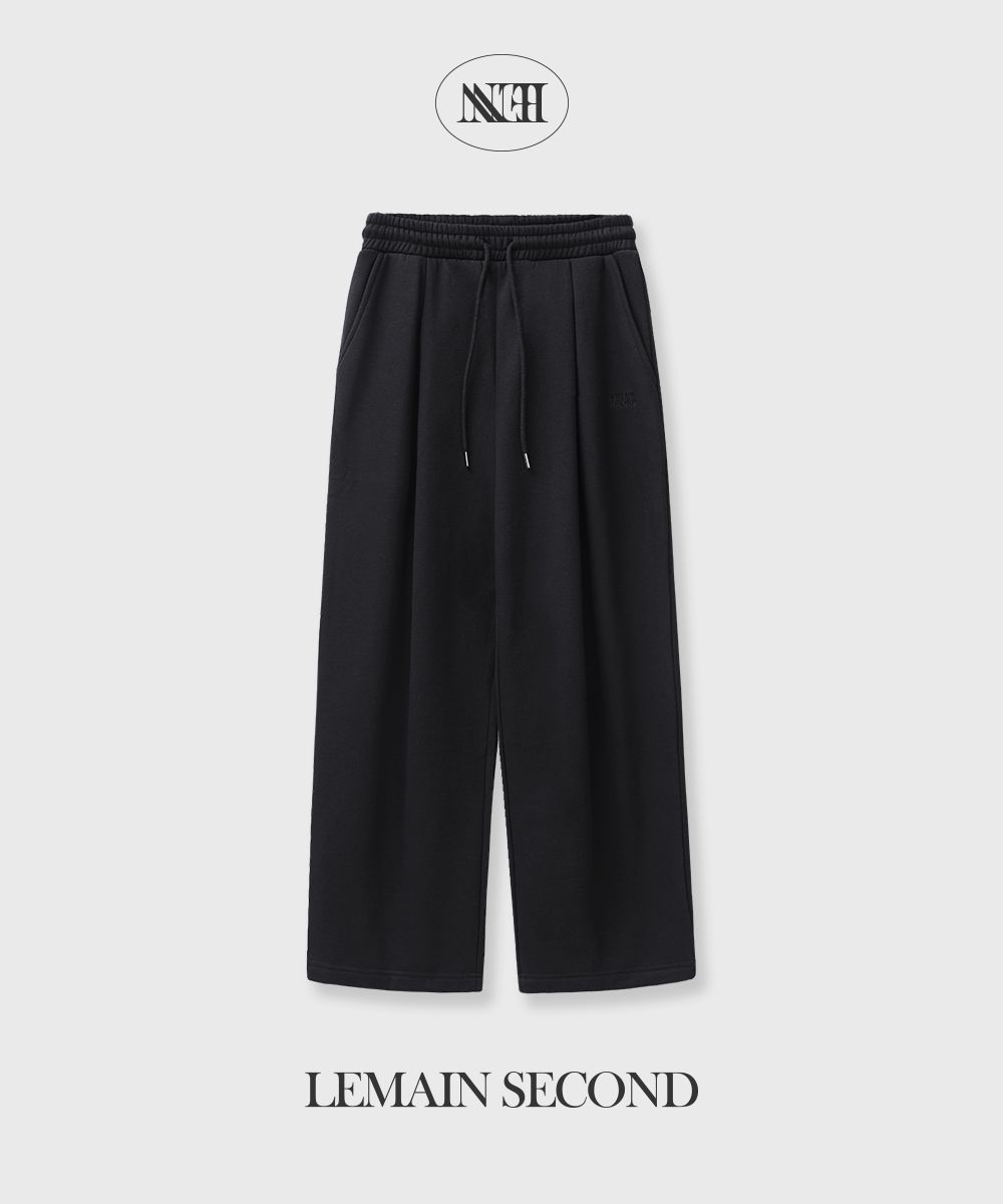 MUSINSA | LEMAIN SECOND [2PACK] ONE-TUCK WIDE SWEAT PANTS - BLACK/GRAY