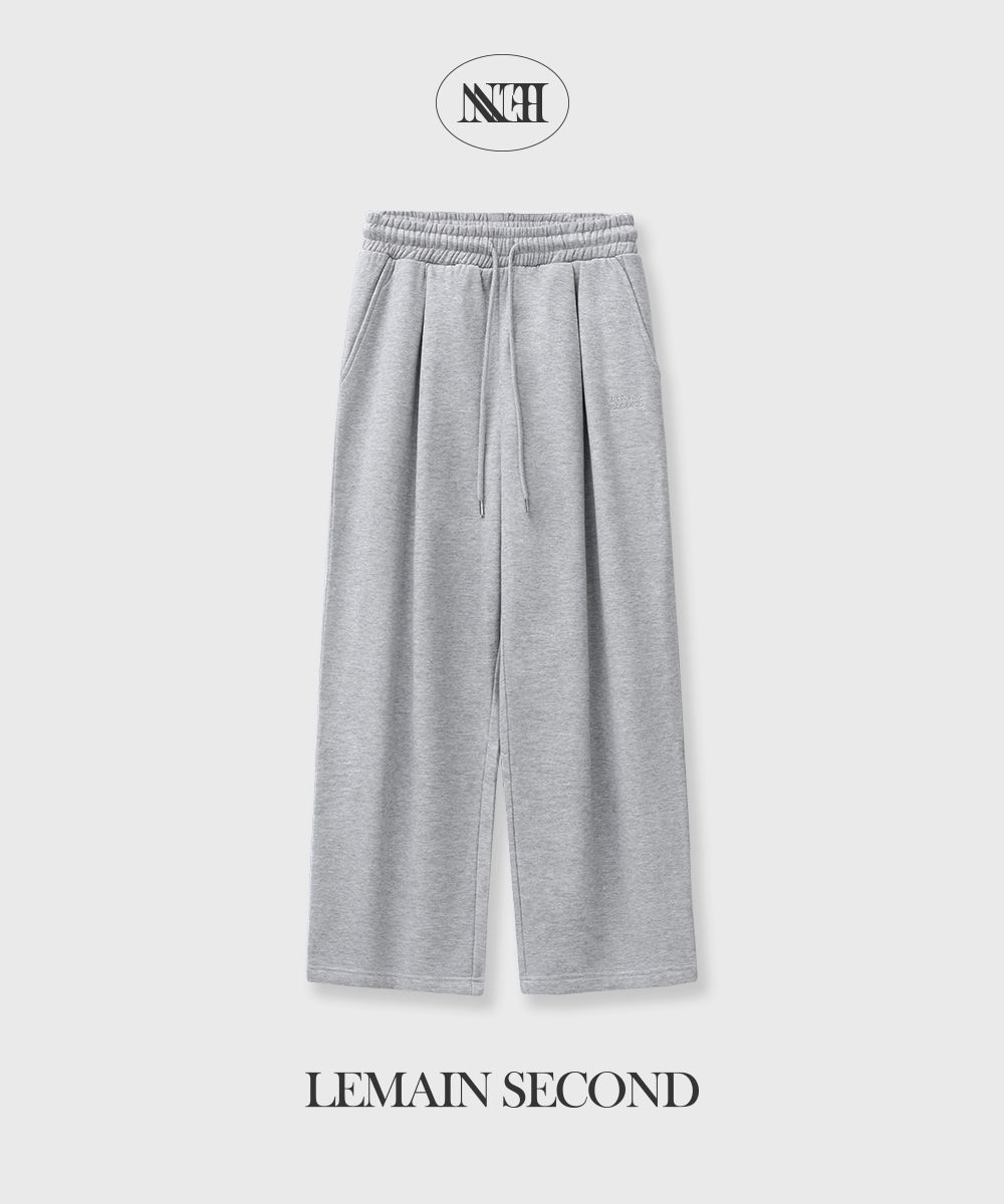 MUSINSA | LEMAIN SECOND [2PACK] ONE-TUCK WIDE SWEAT PANTS - GRAY/WHITE MELANGE