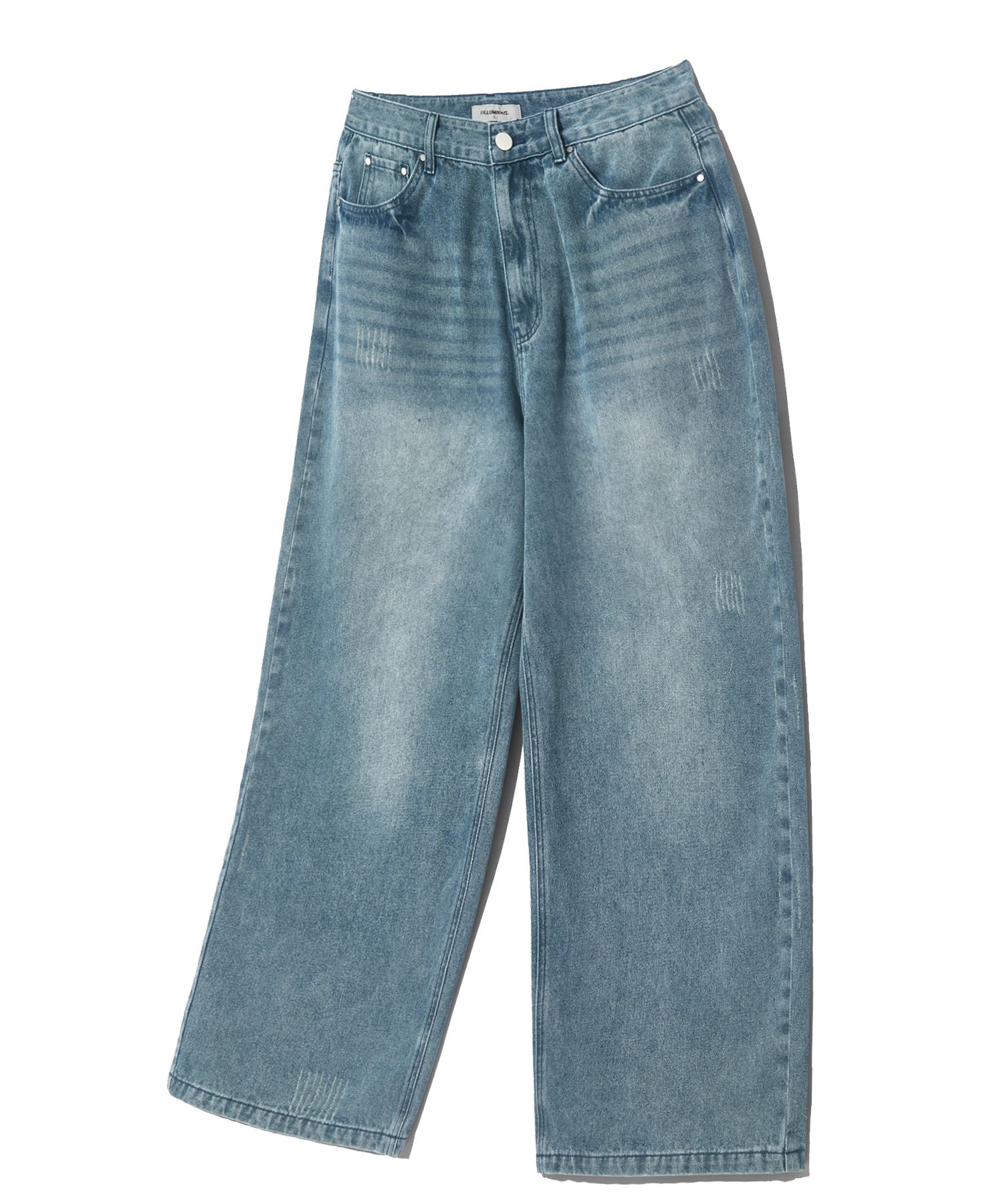 MUSINSA | FILLUMINATE Damage Washed-out Denim Pants - Sky Blue