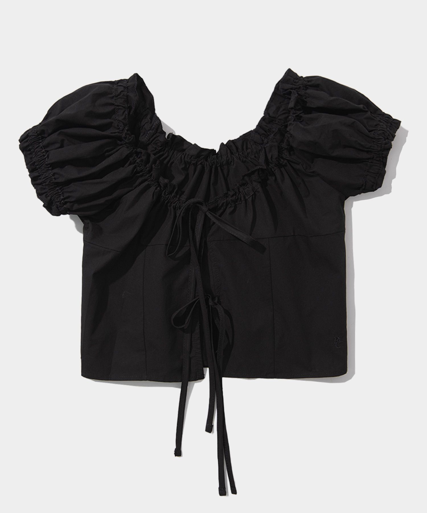 MUSINSA公式 | PLACE STUDIO frill ribbon strap round neck cropped short ...