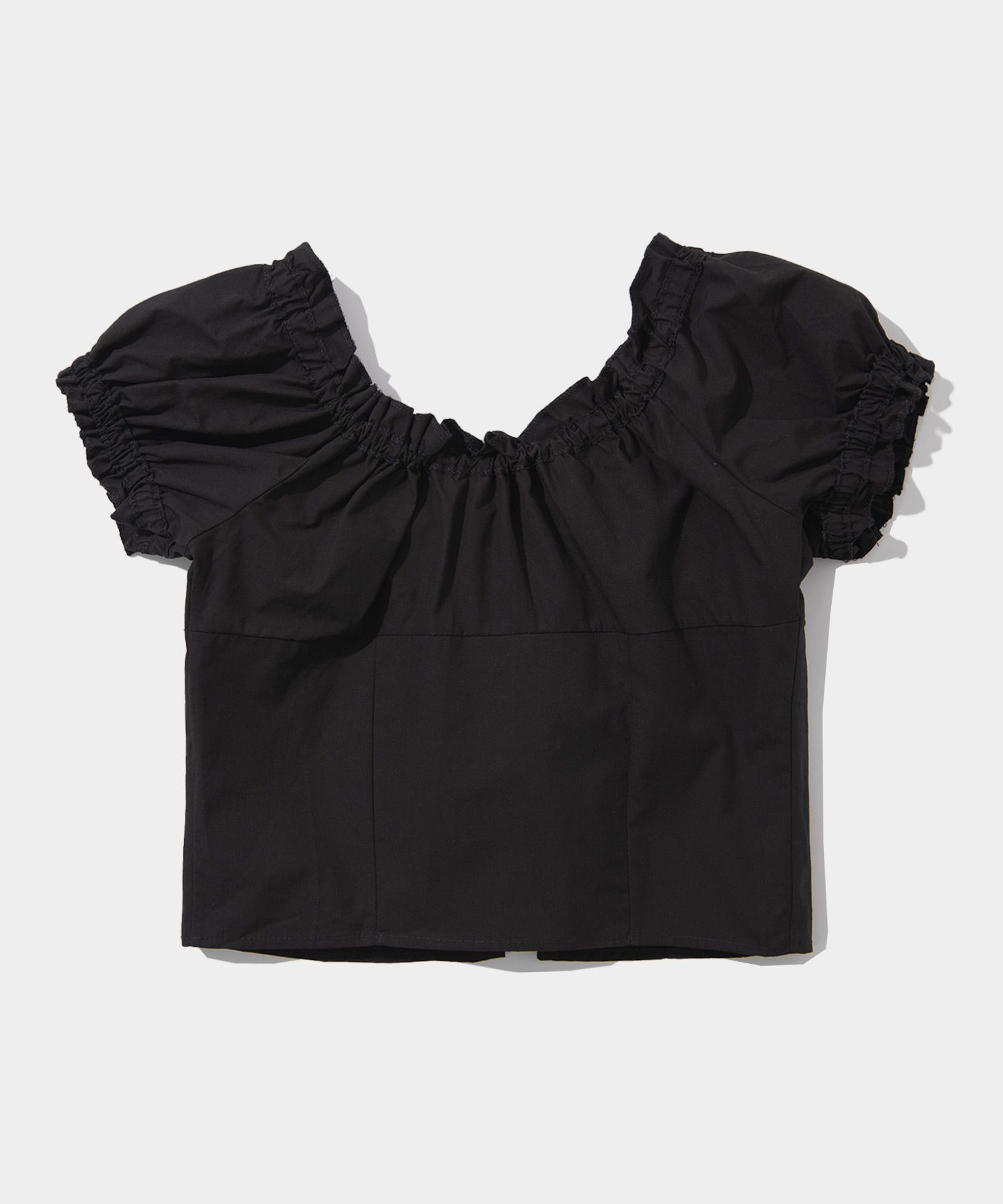 MUSINSA公式 | PLACE STUDIO frill ribbon strap round neck cropped short ...