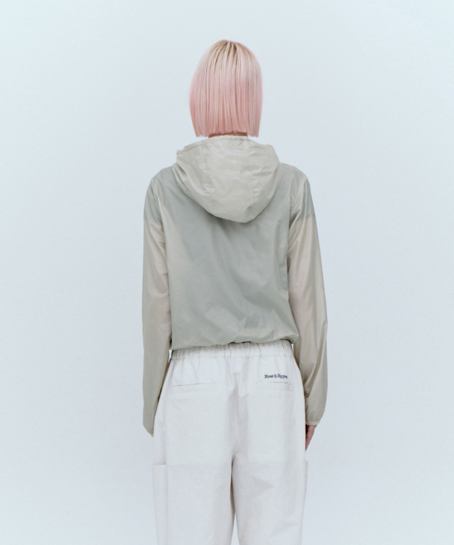 MUSINSA | REST&RECREATION POLYESTER WINDBREAKER JACKET_BEIGE