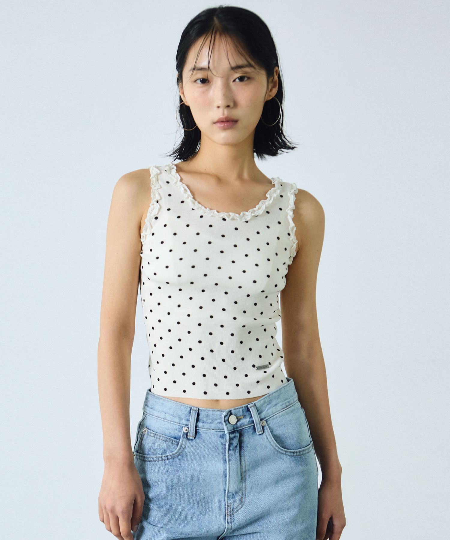 MUSINSA | NICK&NICOLE DOT LACE SLEEVELESS TOP_LIGHT BEIGE