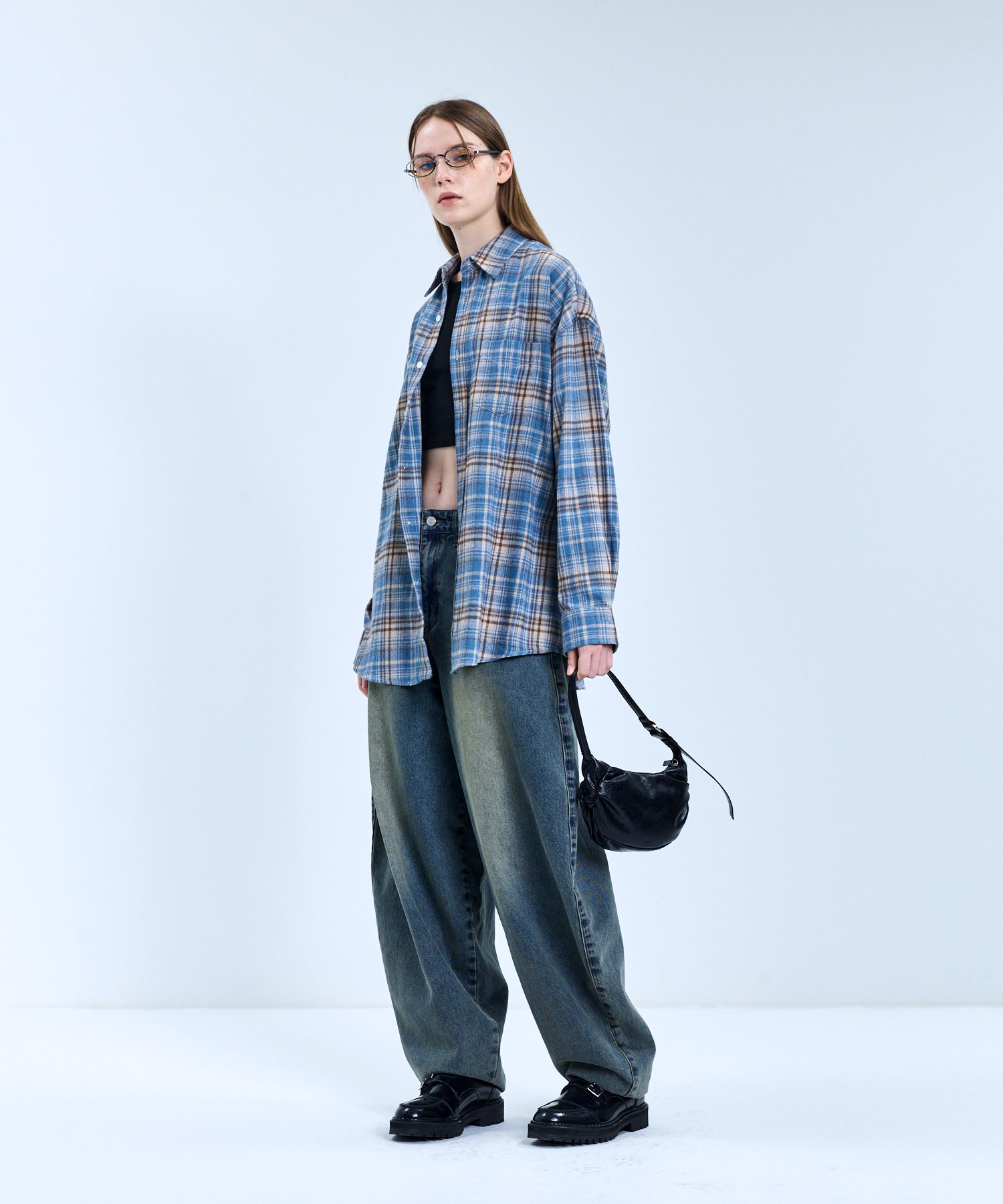 MUSINSA | STANDARDERROR 87-STAN083 Retro plaid overfit pocket long ...