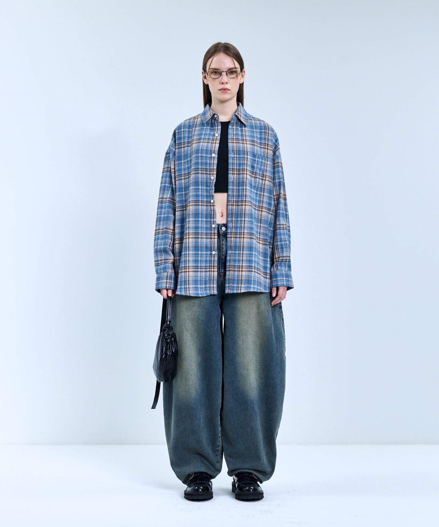 MUSINSA | STANDARDERROR 87-STAN083 Retro plaid overfit pocket long ...