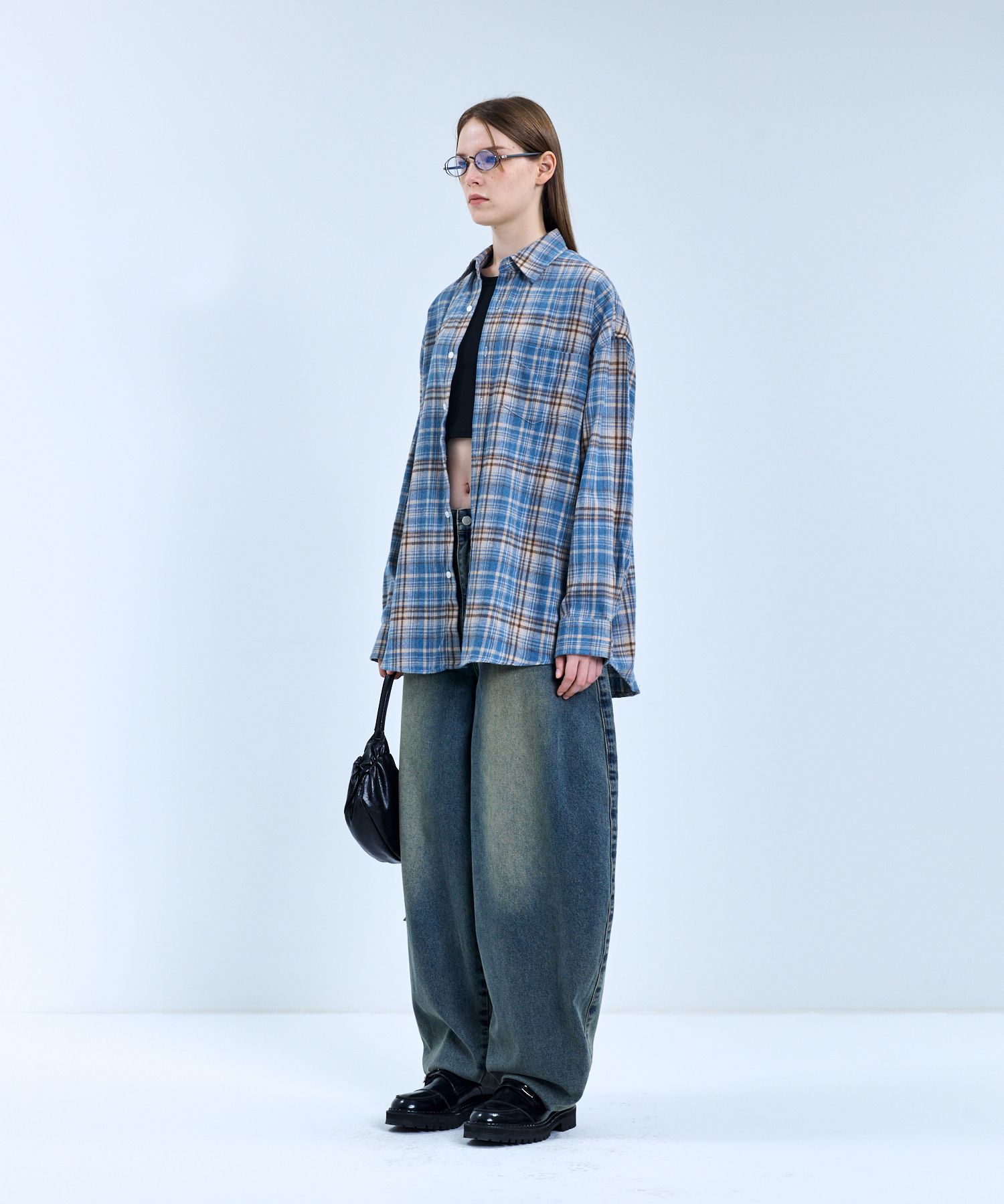 MUSINSA | STANDARDERROR 87-STAN083 Retro plaid overfit pocket long ...
