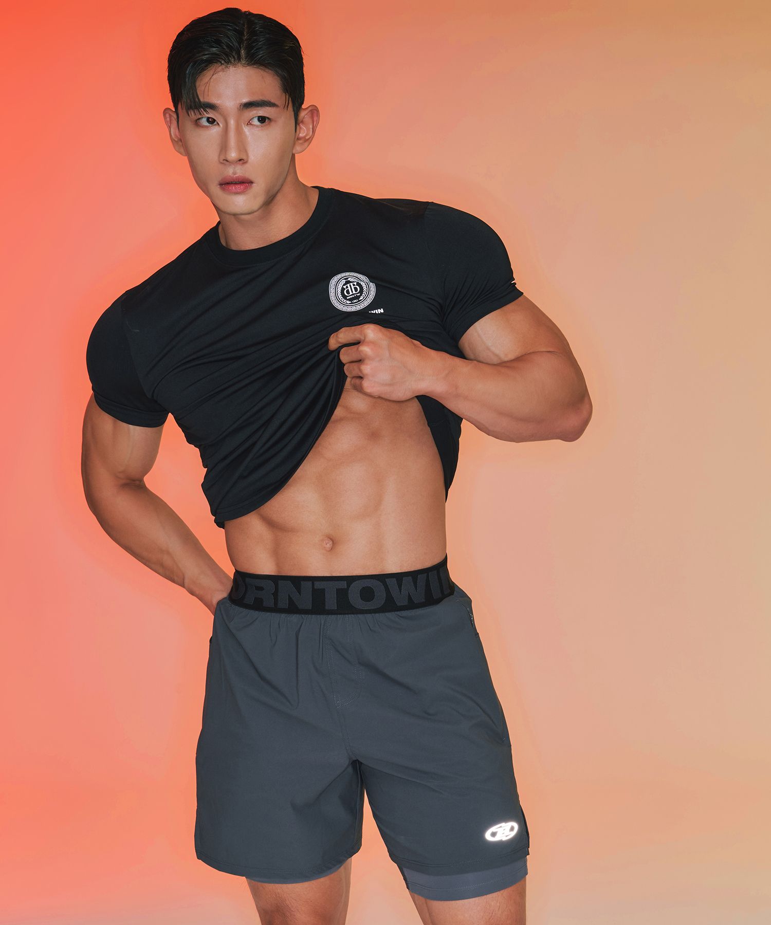 MUSINSA公式 | BORN TO WIN OUTBAND BRN ACTIVE SHORTS [CHARCOAL]