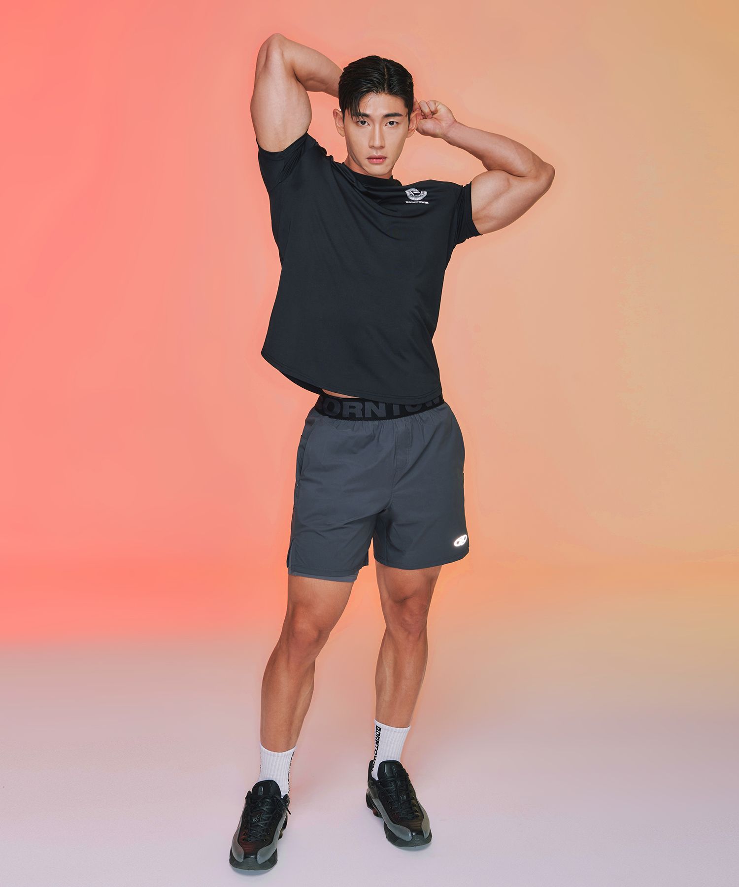 MUSINSA公式 | BORN TO WIN OUTBAND BRN ACTIVE SHORTS [CHARCOAL]