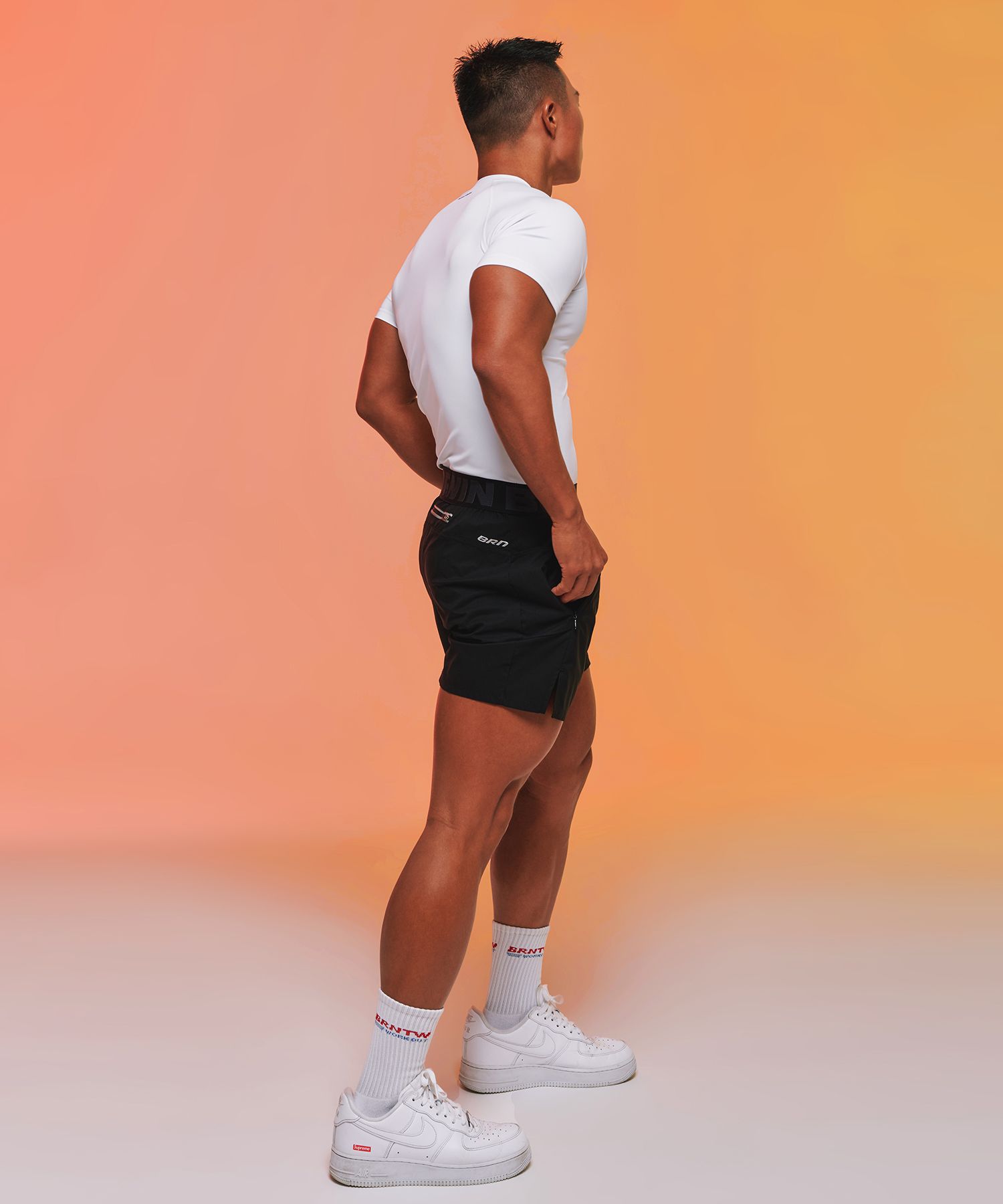 MUSINSA公式 | BORN TO WIN OUTBAND BRN ACTIVE SHORTS [BLACK]