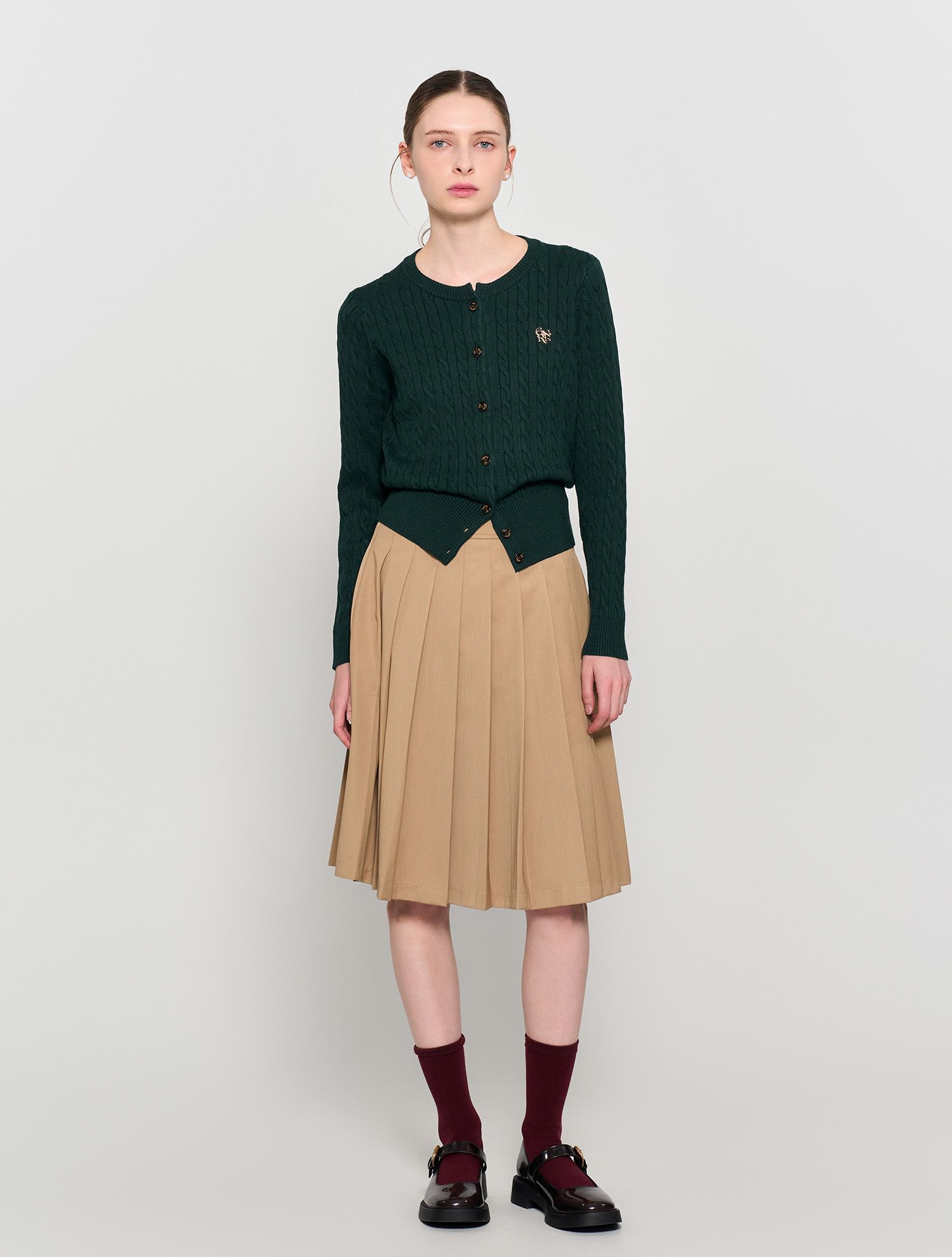 MUSINSA公式 | GENERAL IDEA Signature Superfine Wool Cable Cardigan [DEEP ...