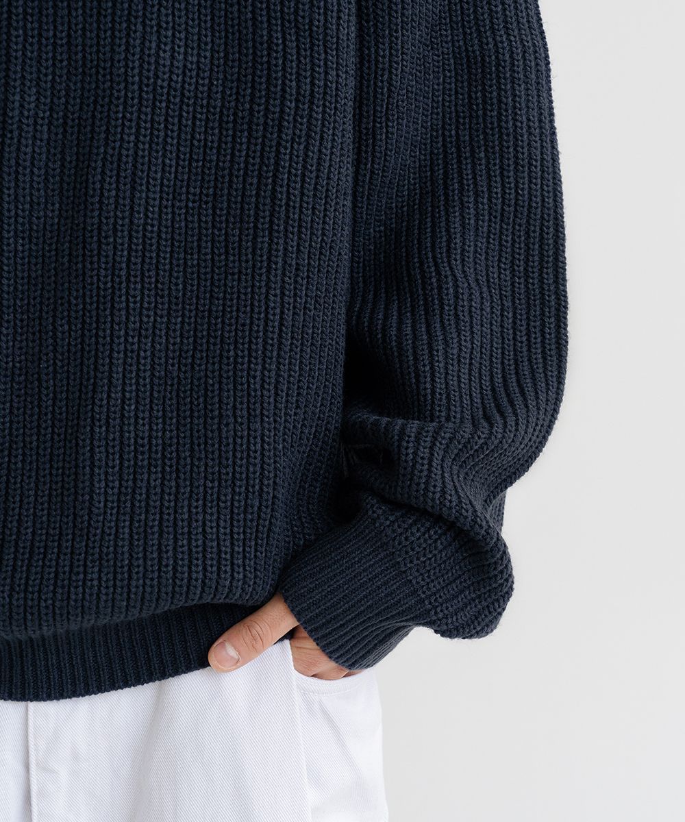 MUSINSA | LEMAIN SECOND Overfit volume washable half zip-up hachi knit ...